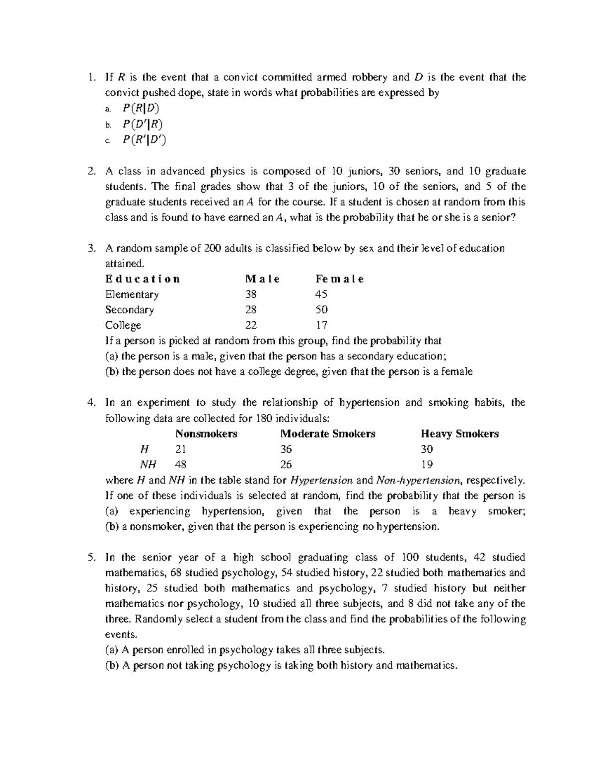 Conditional Prob,Independent,Multplicative Probability questions - If R ...