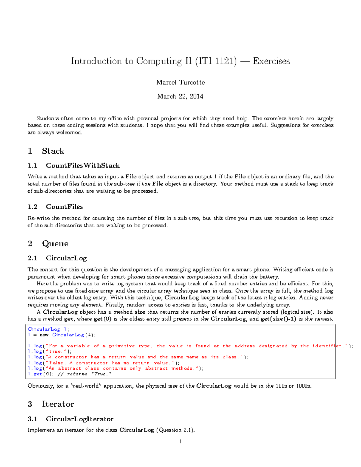 Index Practice Exercises Introduction To Computing Ii Iti 1121