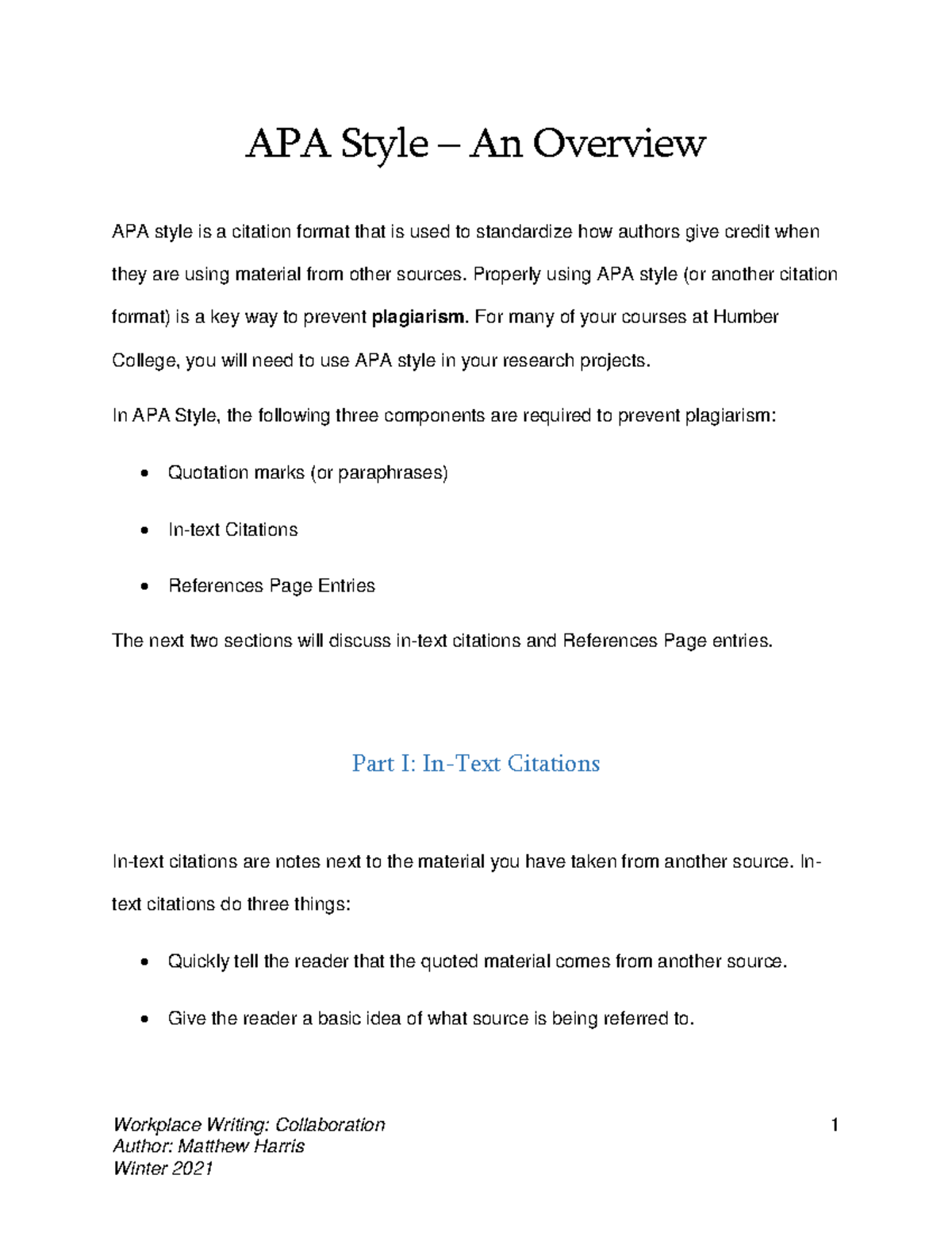 APA - An Overview - Updated Feb. 28 - Workplace Writing ...