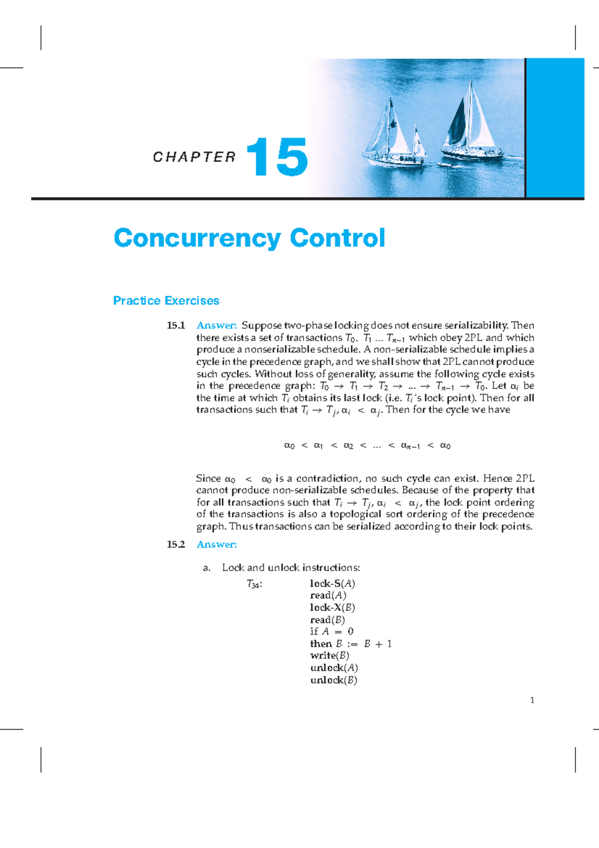15s - IDBMS - C H A P T E R 15 Concurrency Control Practice Exercises ...