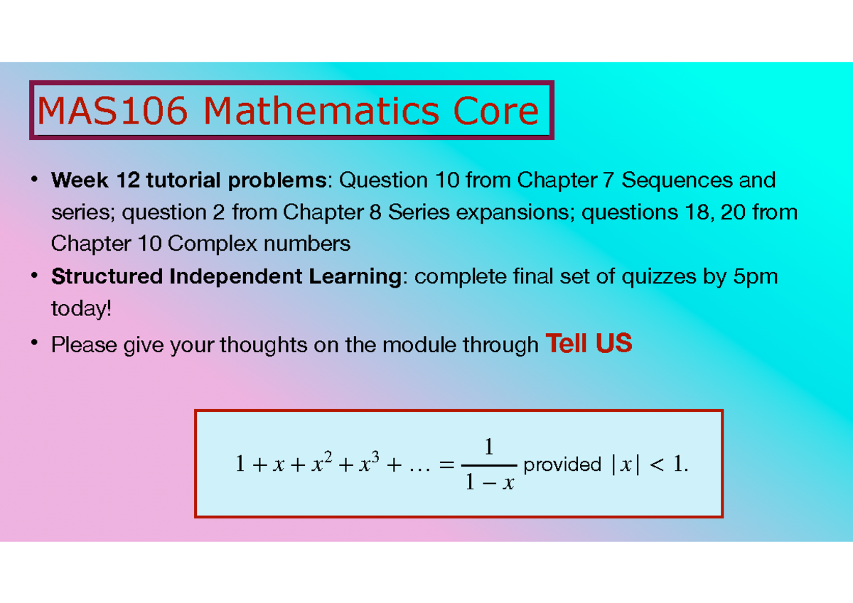 Week 11 Friday - Week 11c lecture notes for MAS106 for the 22/23 ...