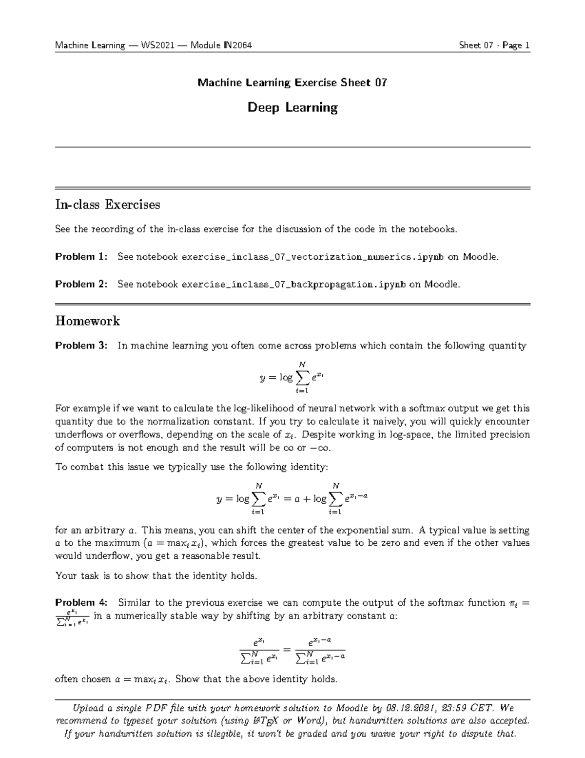IN2064 Exercise 08 - Deep Learning Part1. - Machine Learning — WS2021 — Module IN2064 Sheet 07 ...