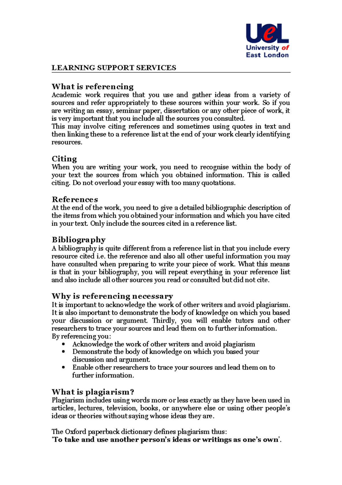 Harvard Referencing UEL - LEARNING SUPPORT SERVICES What is referencing ...