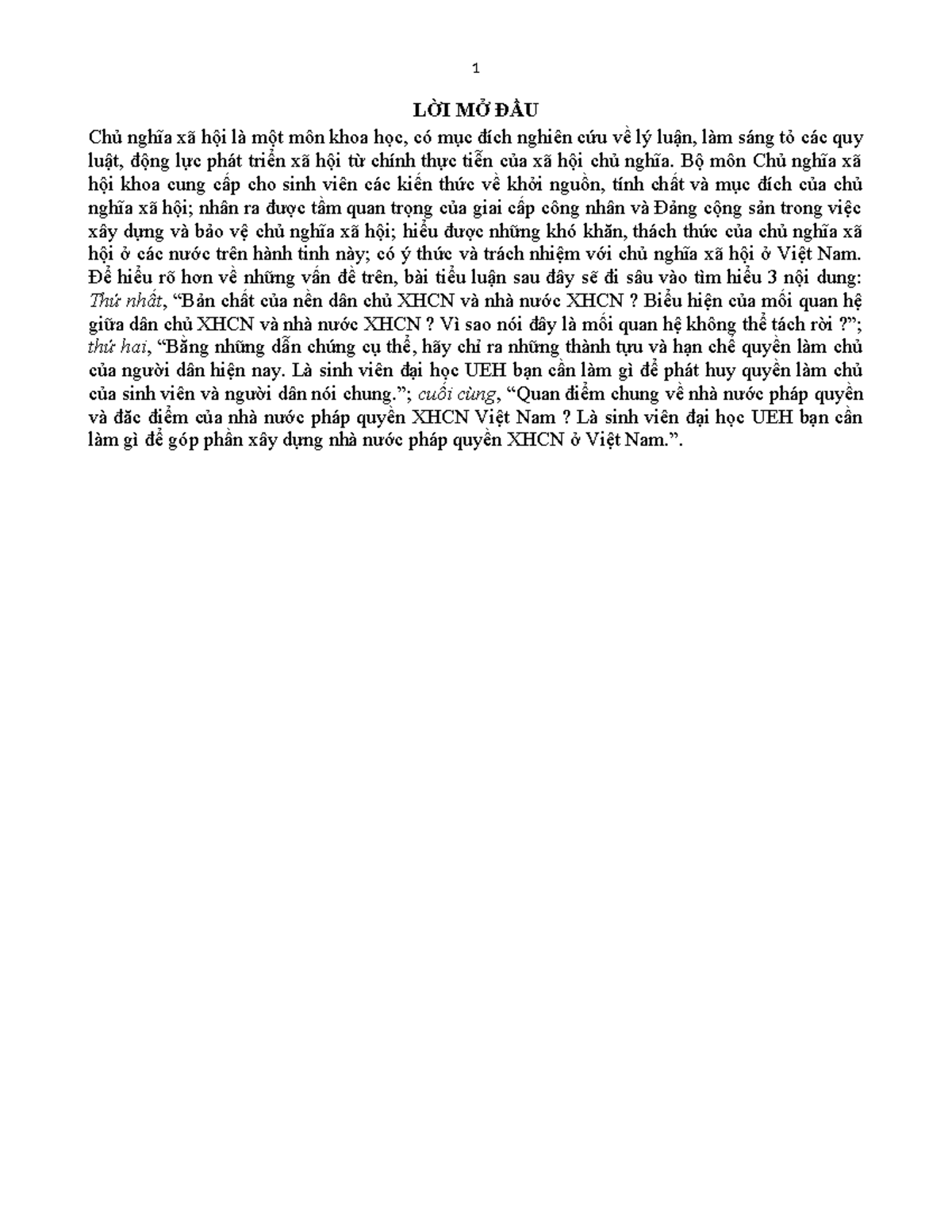 Bài-Thi-KTHP - Bài thi kết thúc học phân môn chủ nghĩa xã hội khoa học - LỜI MỞ ĐẦU Chủ nghĩa xã ...