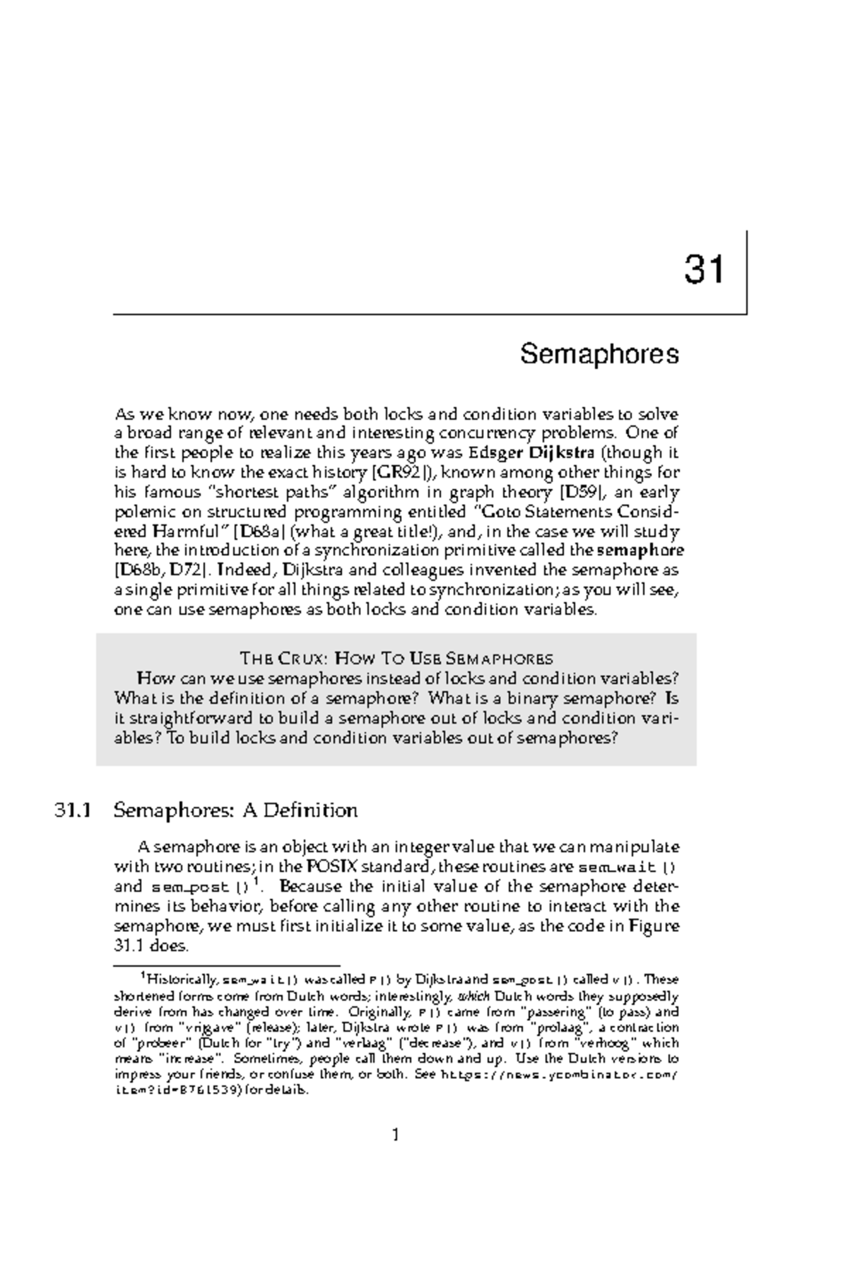 31 Semaphores - Book - 31 Semaphores As we know now, one needs both ...
