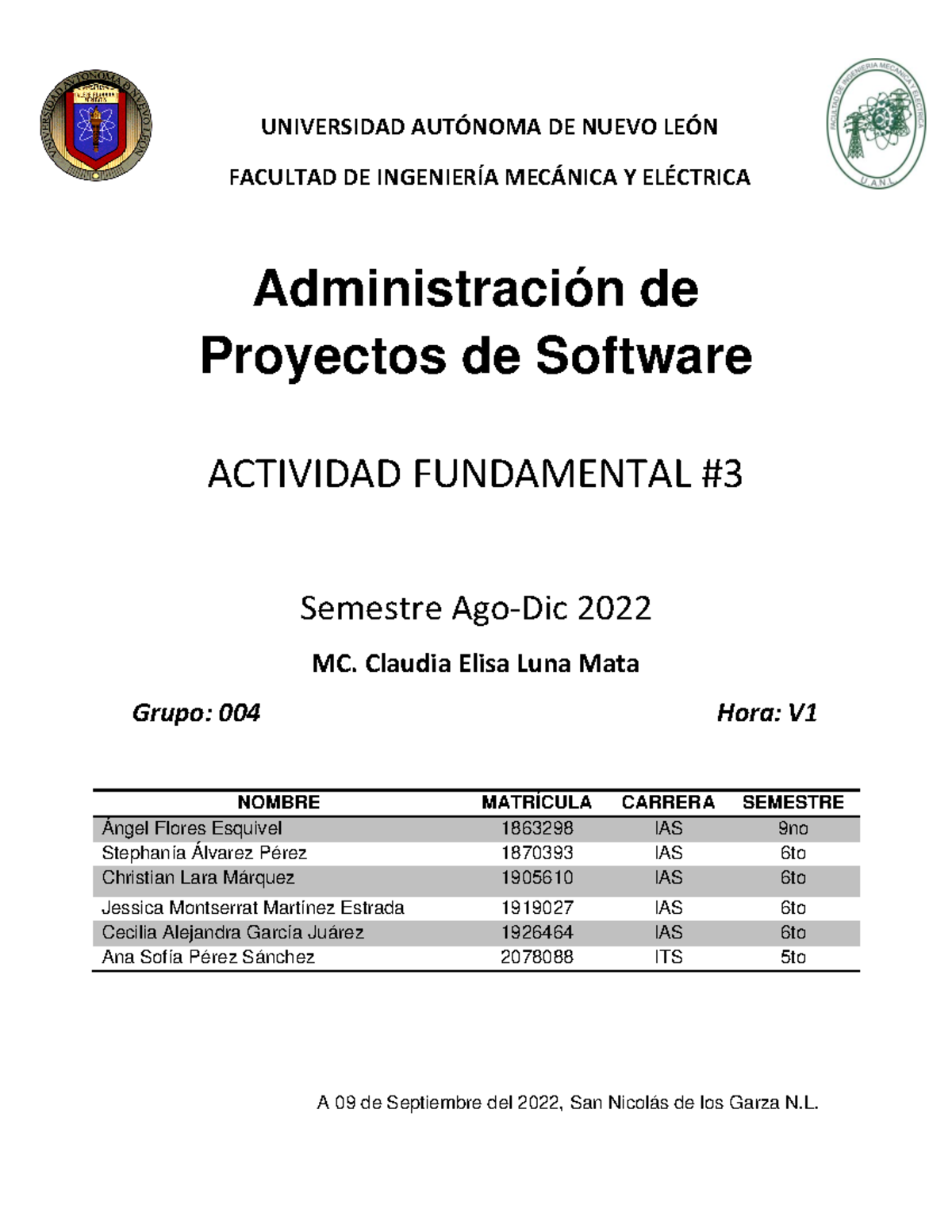 Act Fundamental 3-EQ2 - Act - UNIVERSIDAD AUTÓNOMA DE NUEVO LEÓN FACULTAD DE INGENIERÍA MECÁNICA ...