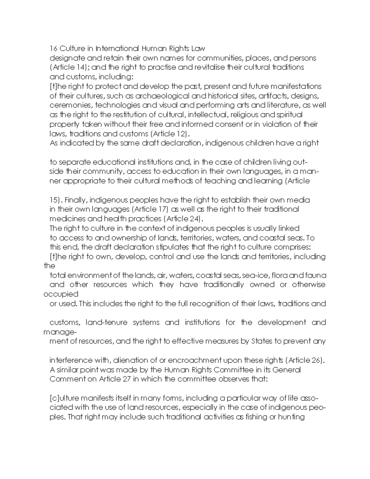 POLITICAL SCIENCE HUMAN RIGHTS - 16 Culture in International Human ...