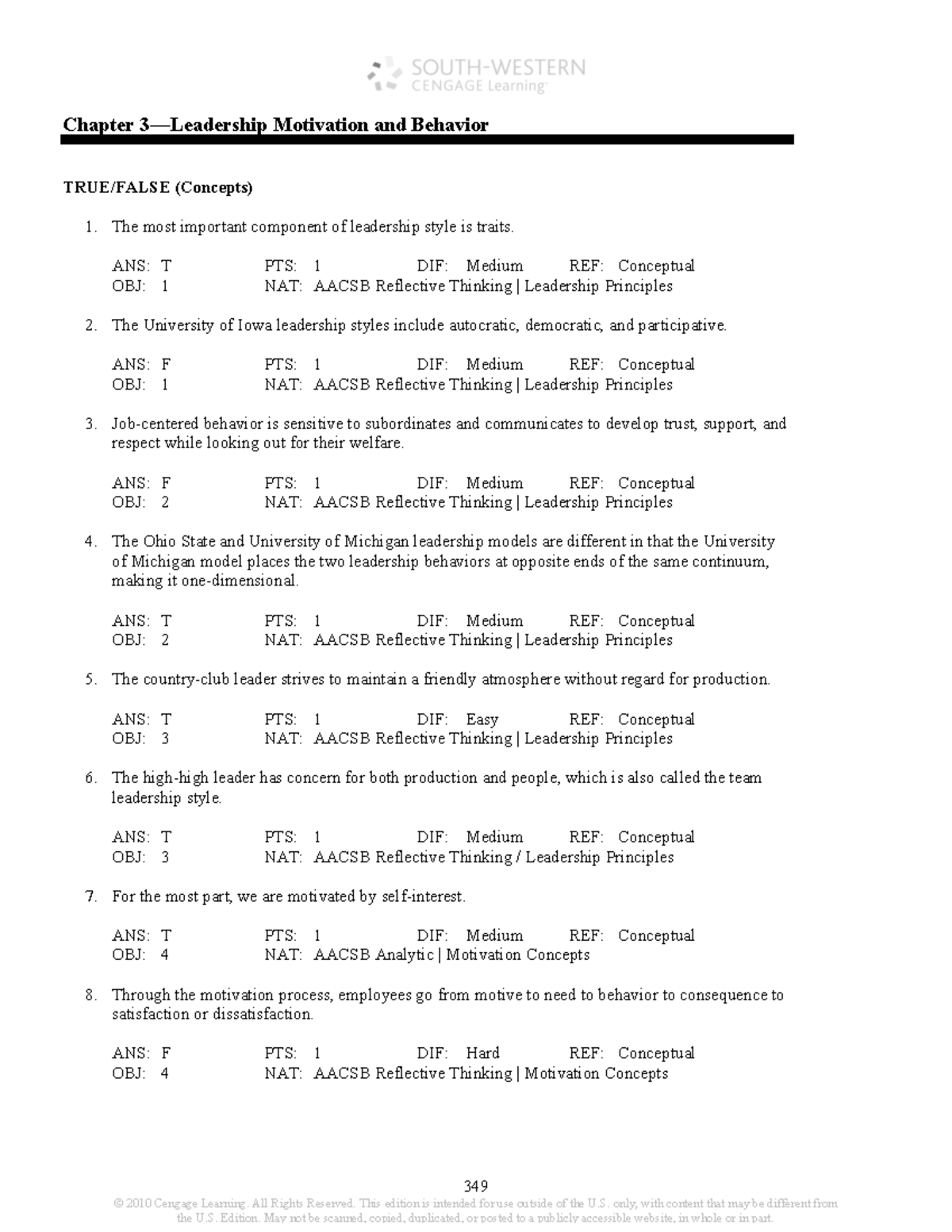 Exam 2015, questions and answers - Chapter 3—Leadership Motivation and ...