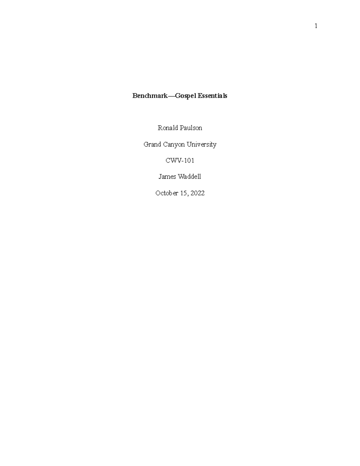CWV 101 301 RS T5Benchmark Gospel Essentials Template - Benchmark ...