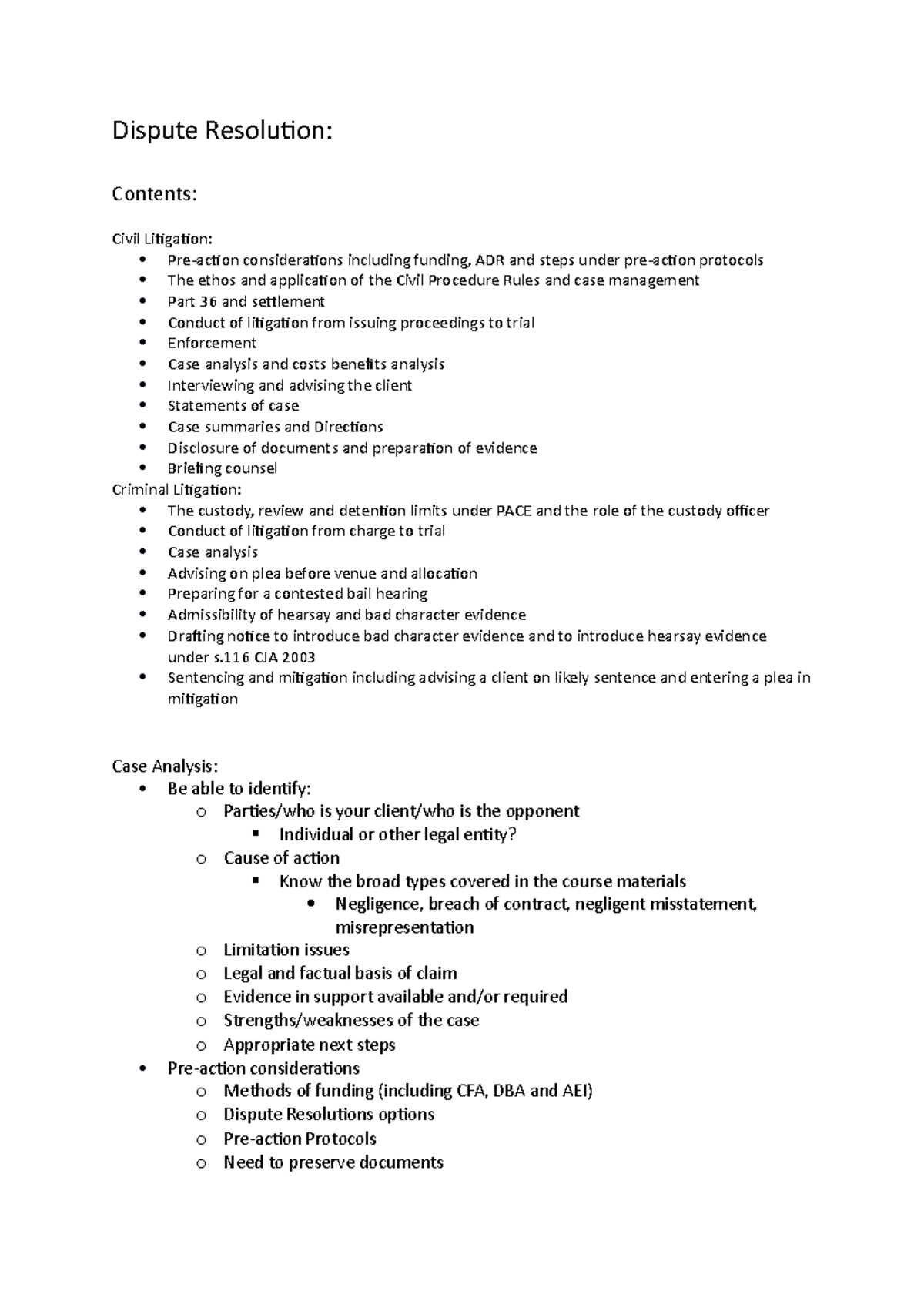 Dispute Resolution Master - Dispute Resolution: Contents: Civil ...