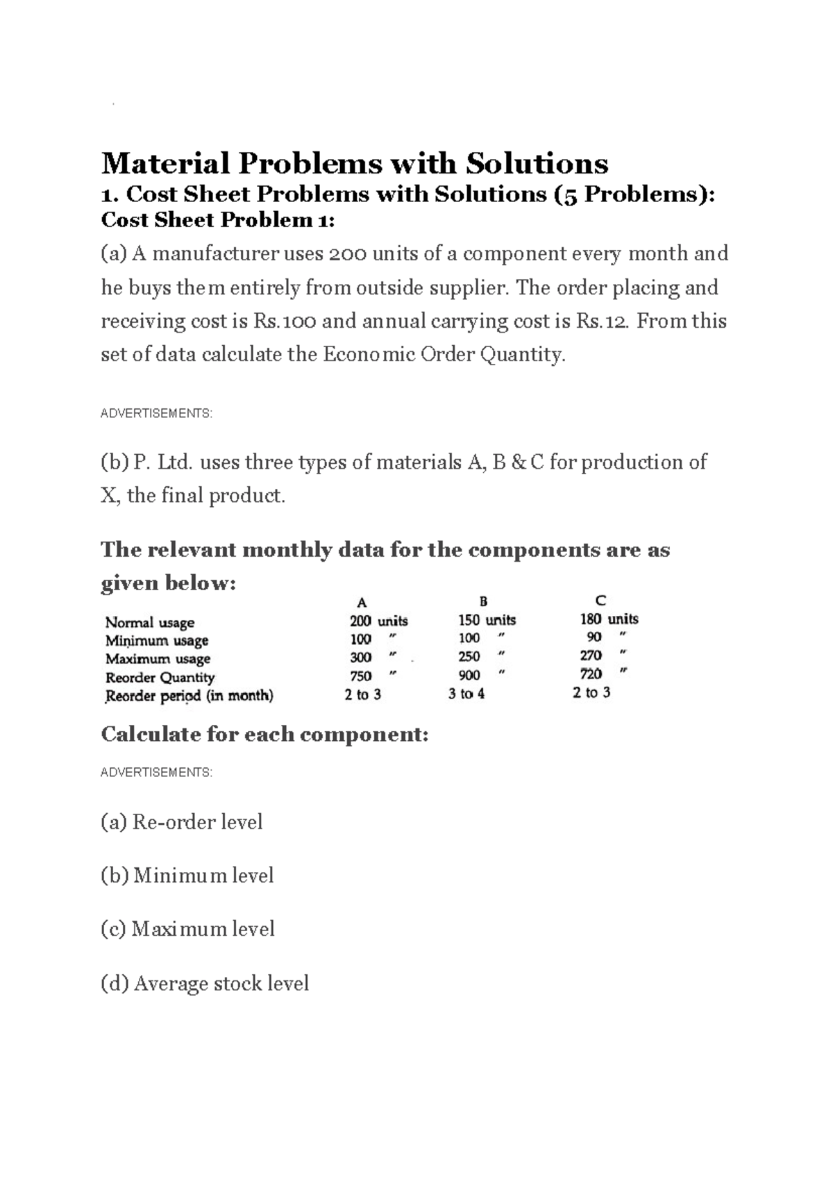 3.Material Problems with Solutions-important - Material Problems with ...