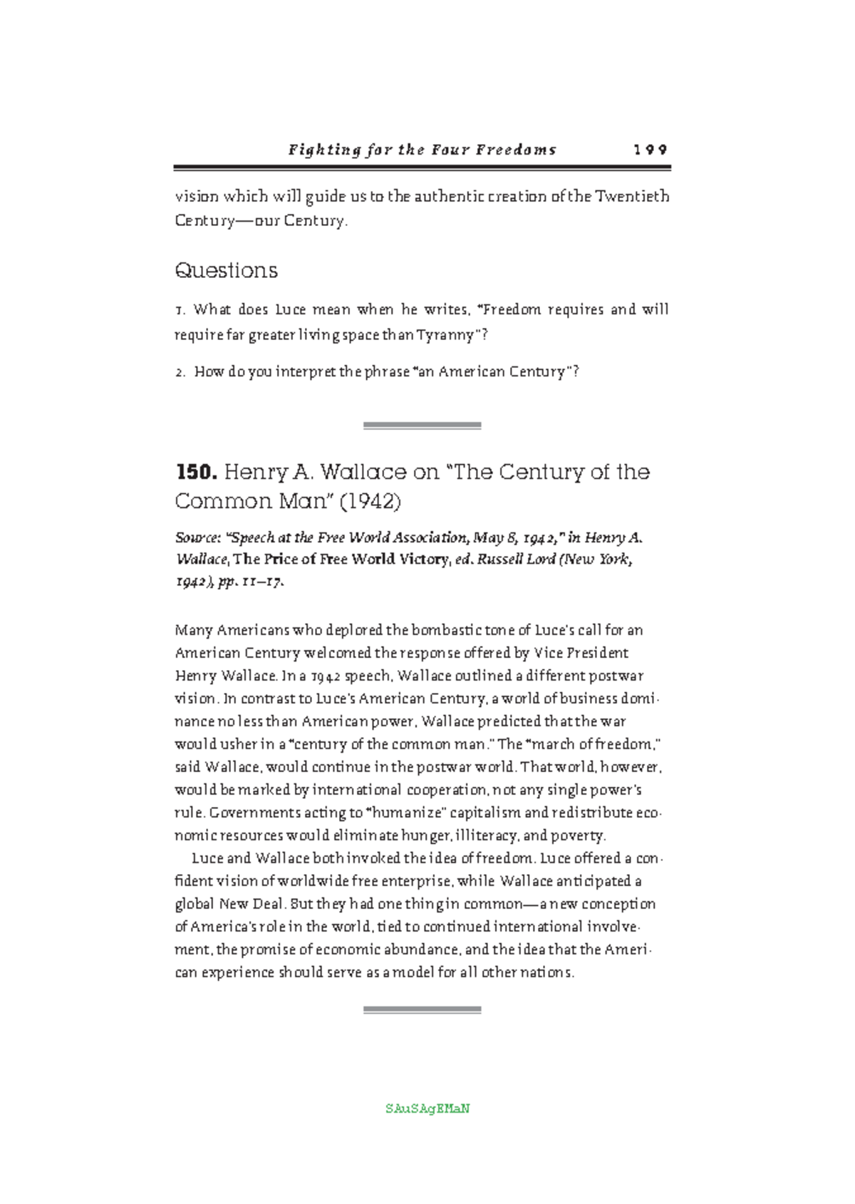 Wallace on “The Century of the Common Man” - vision which will guide us ...