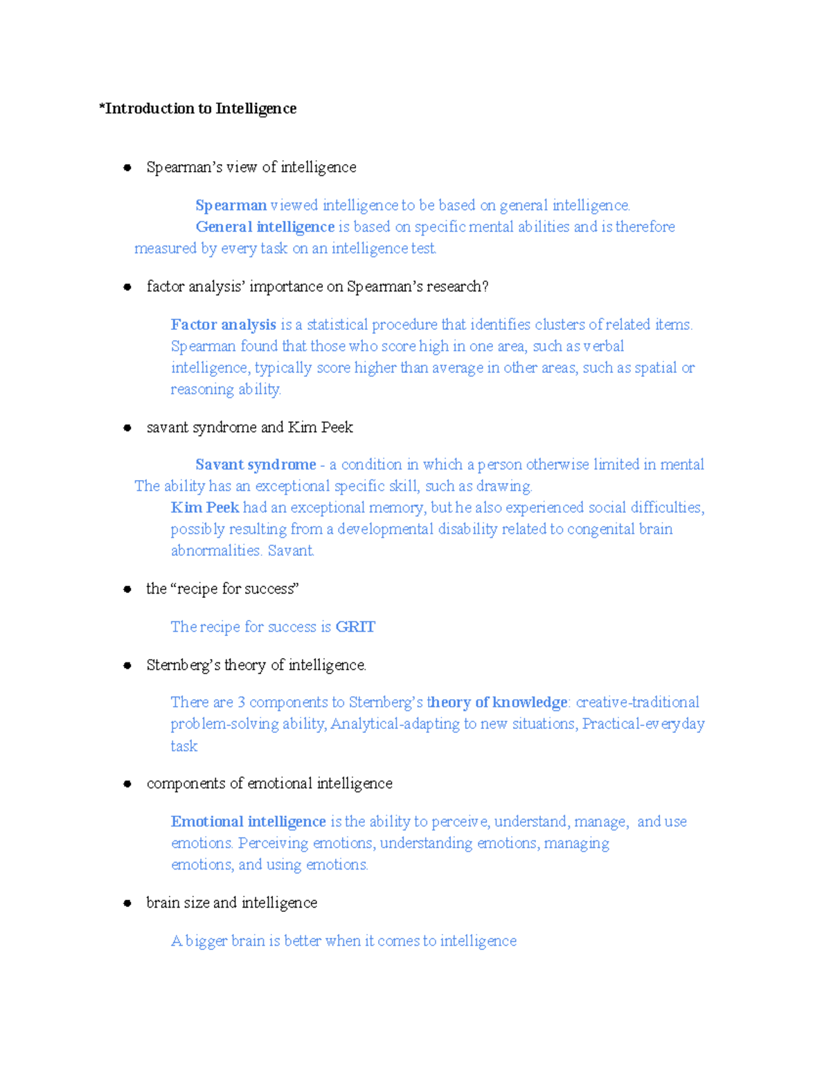 INTRODUCTION AND ASSESSMENT OF INTELLIGENCE* - *Introduction to ...