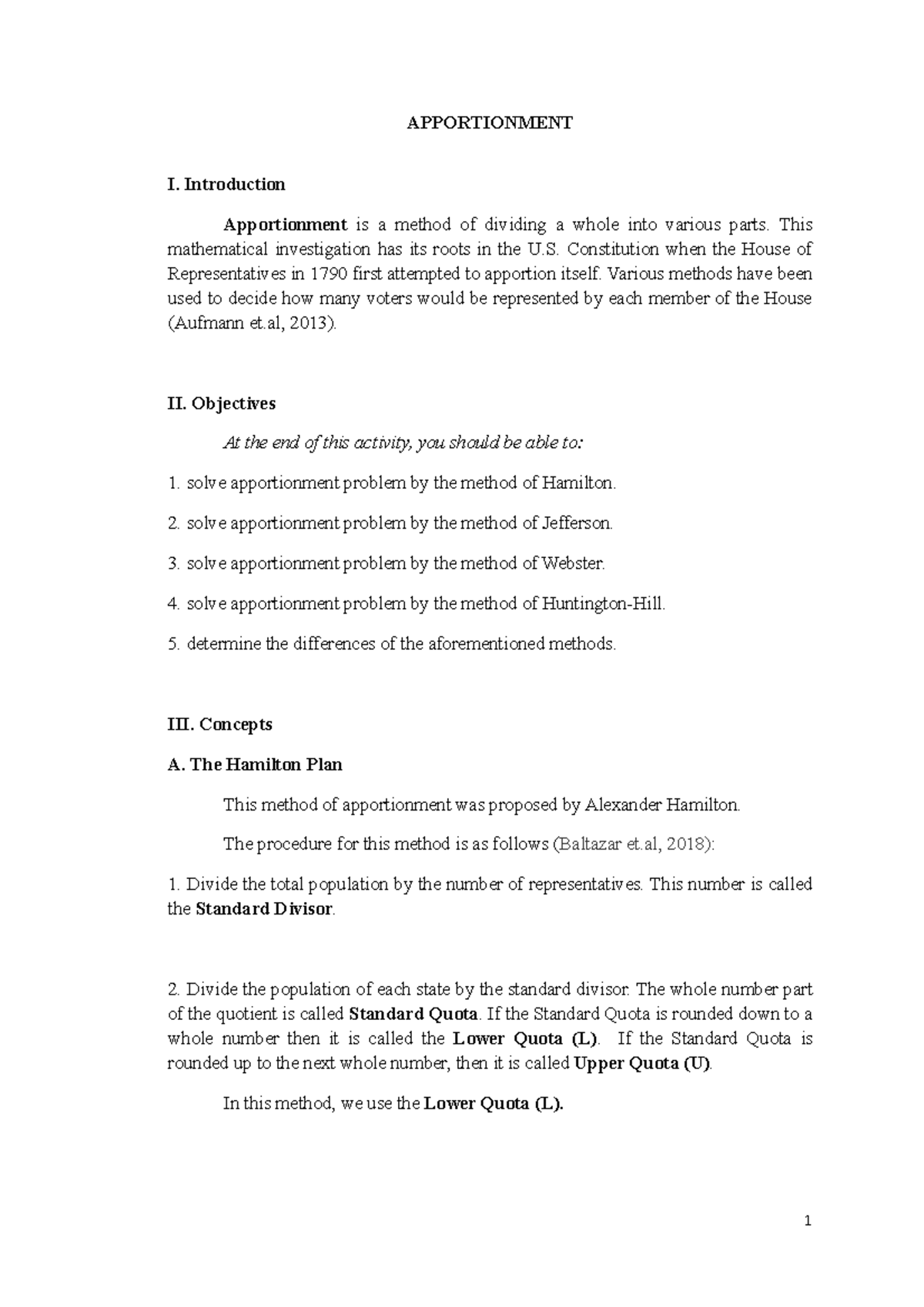Apportionment - APPORTIONMENT I. Introduction Apportionment is a method ...