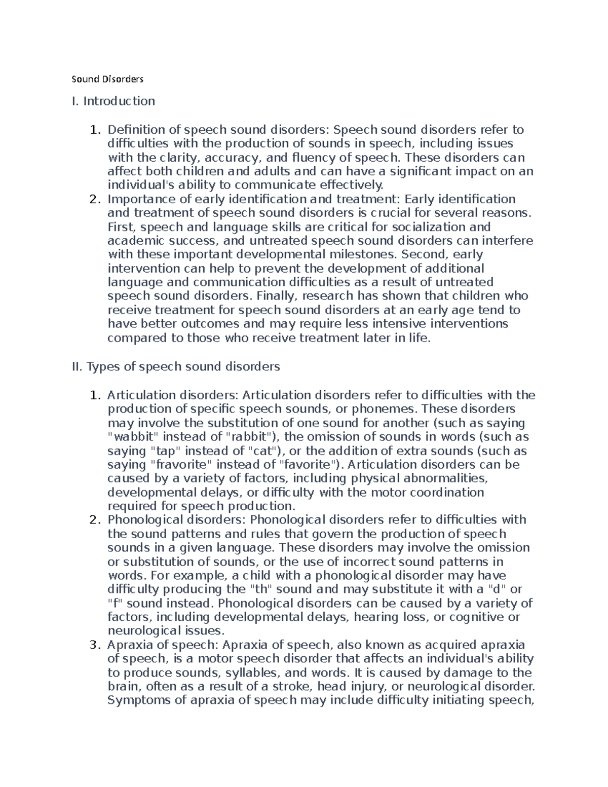 Sound Disorders - Introduction Definition of speech sound disorders ...
