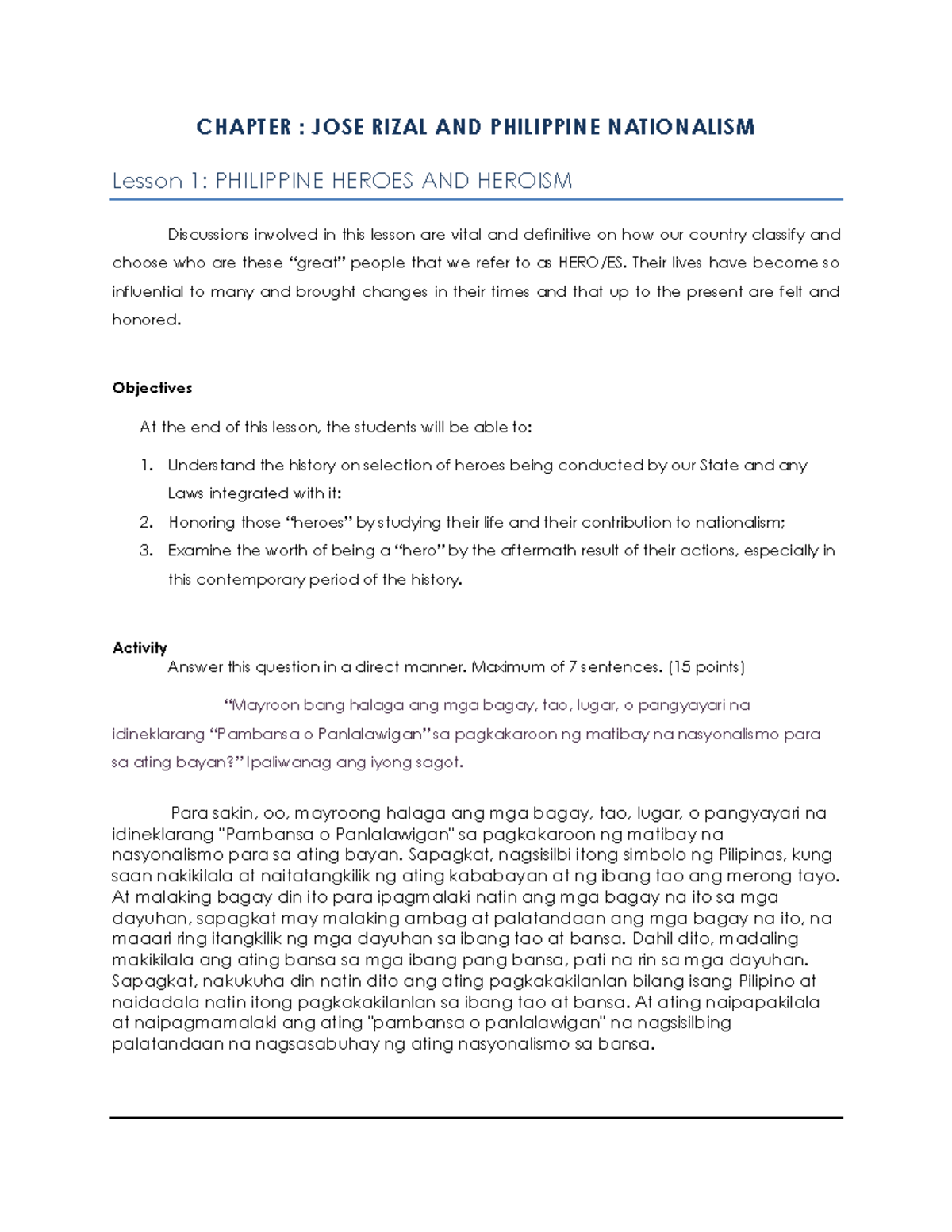 Cervantes Module 2 CHAP2 Worksheet - CHAPTER : JOSE RIZAL AND ...