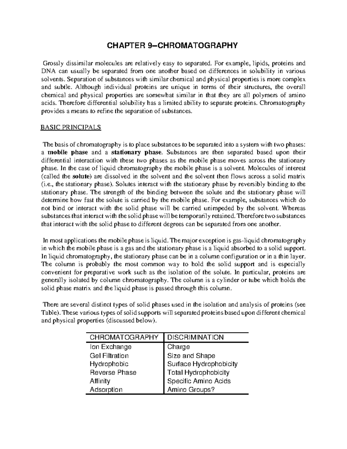 Chapter 9- Chromatography - CHAPTER 9-CHROMATOGRAPHY Grossly dissimilar ...