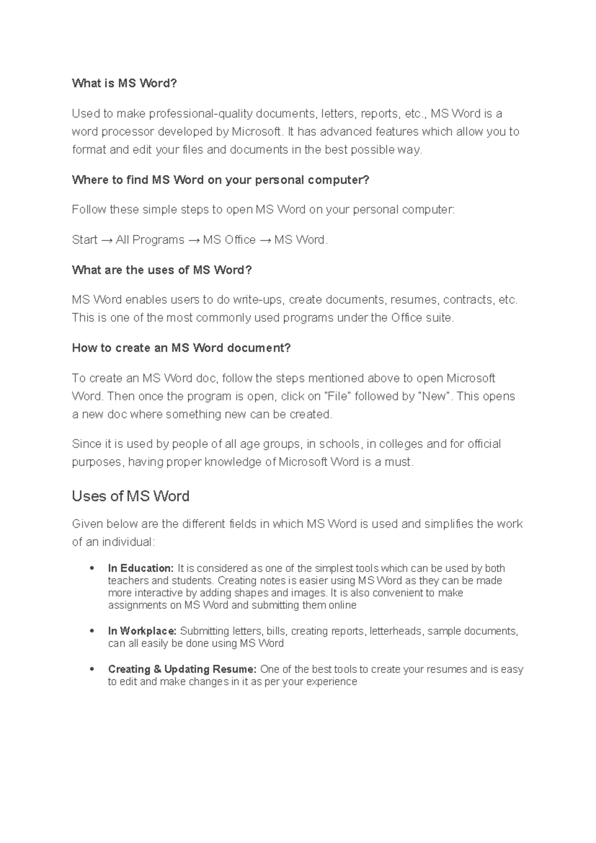 DF lab activity - Study notes - What is MS Word? Used to make ...