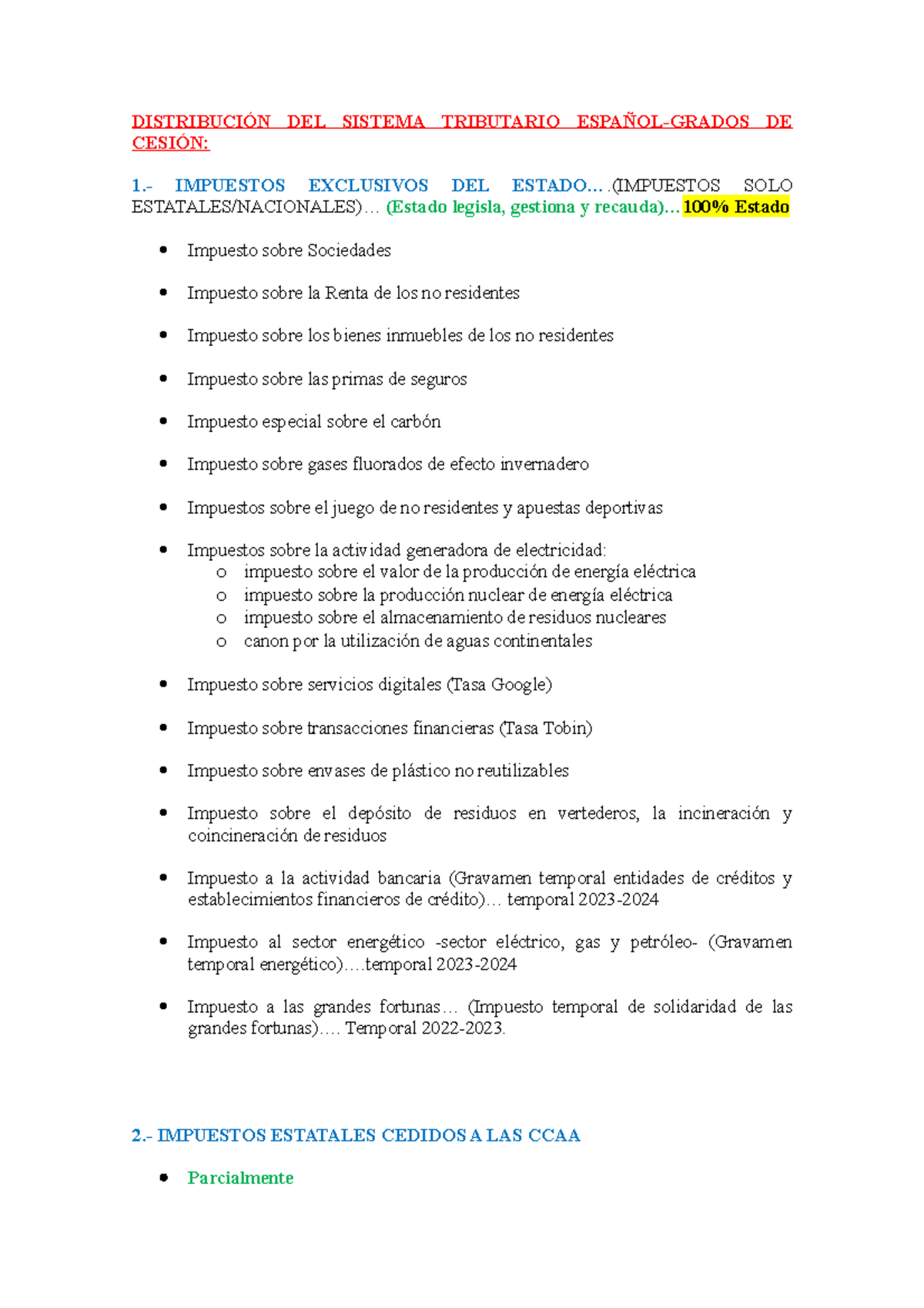 Distribución Sistema Tributario Español... Grados DE Cesión ...