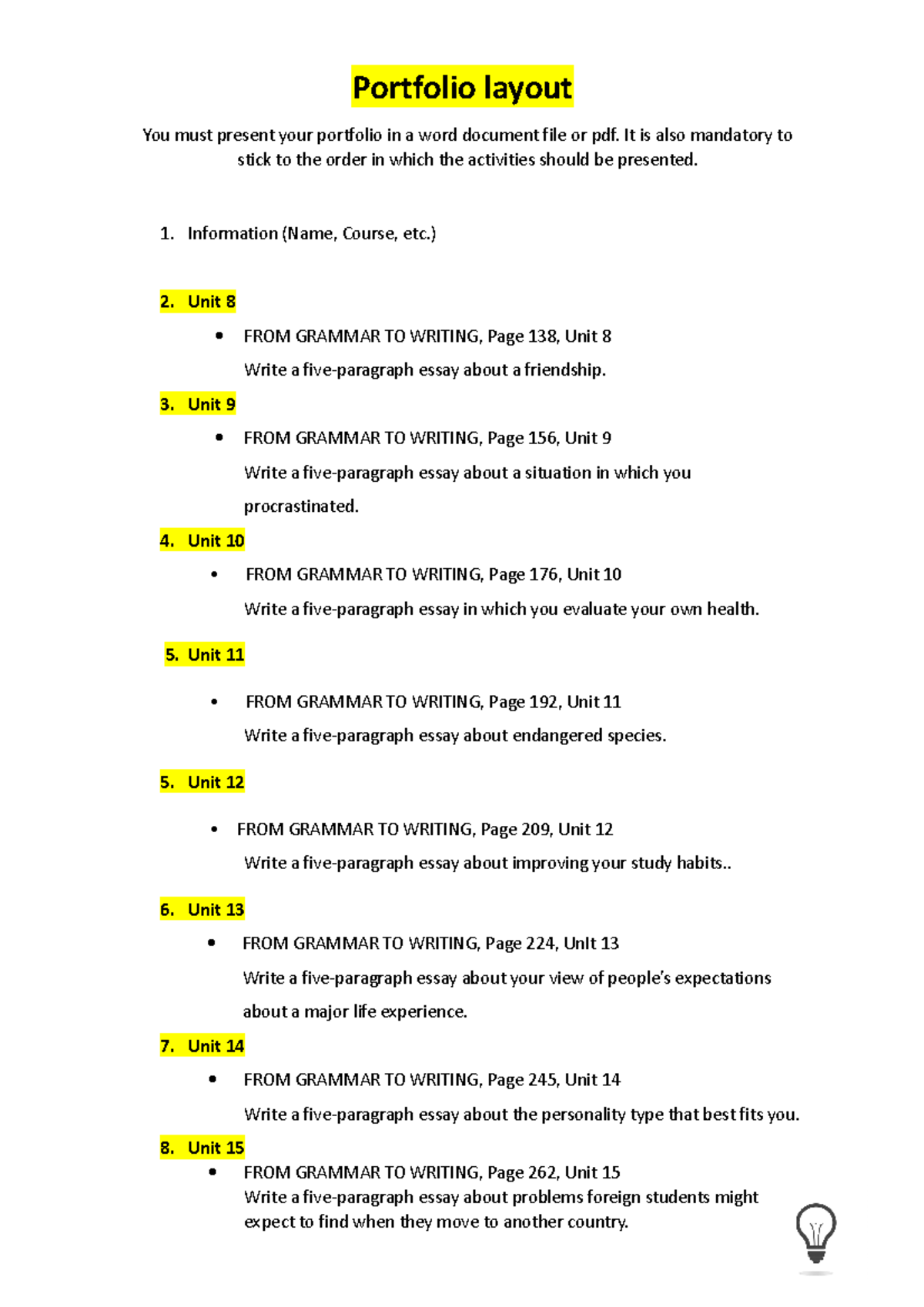 Portfolio -1690743354 - Portfolio layout You must present your ...