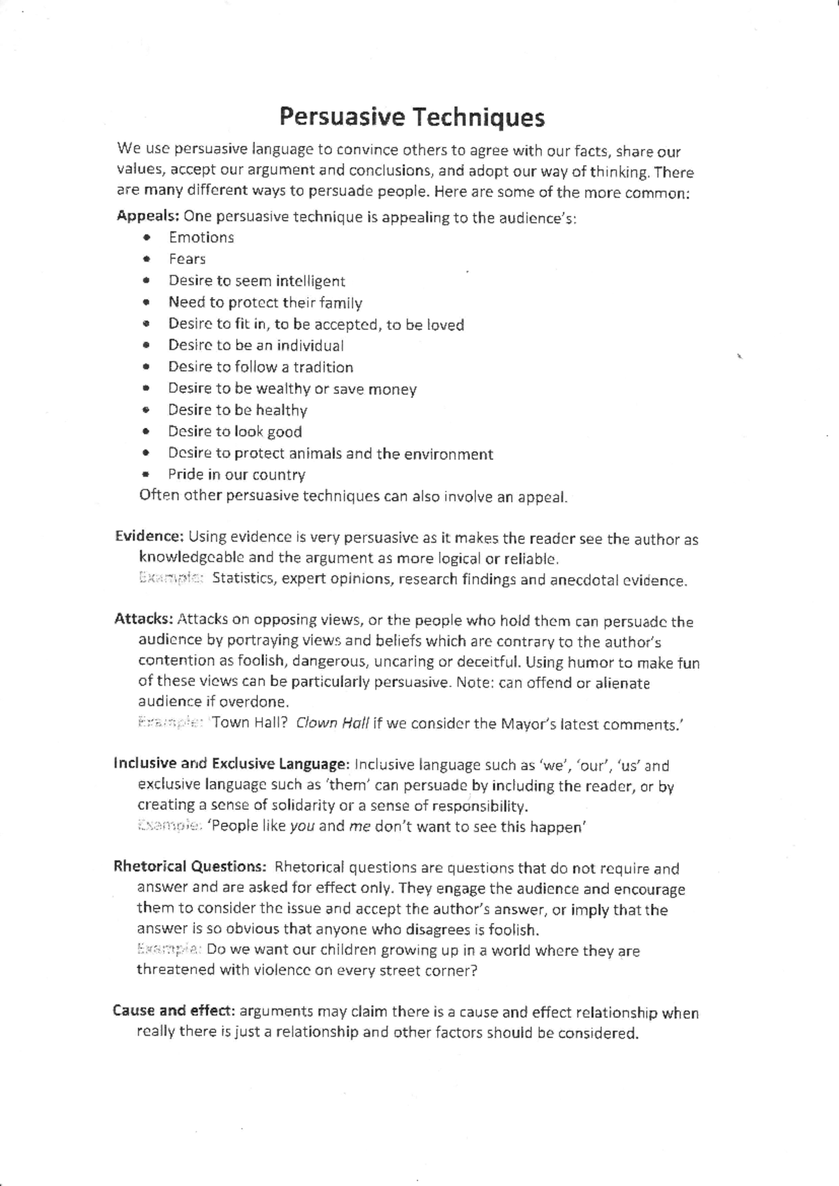 Persuasive techniques - Persuasive Techniques We use persuasive ...