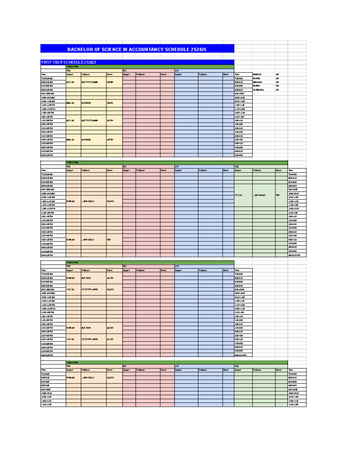 CMA Faculty Loading Class SKED 2S2425 MAIN Final ACC SKED - BACHELOR OF ...