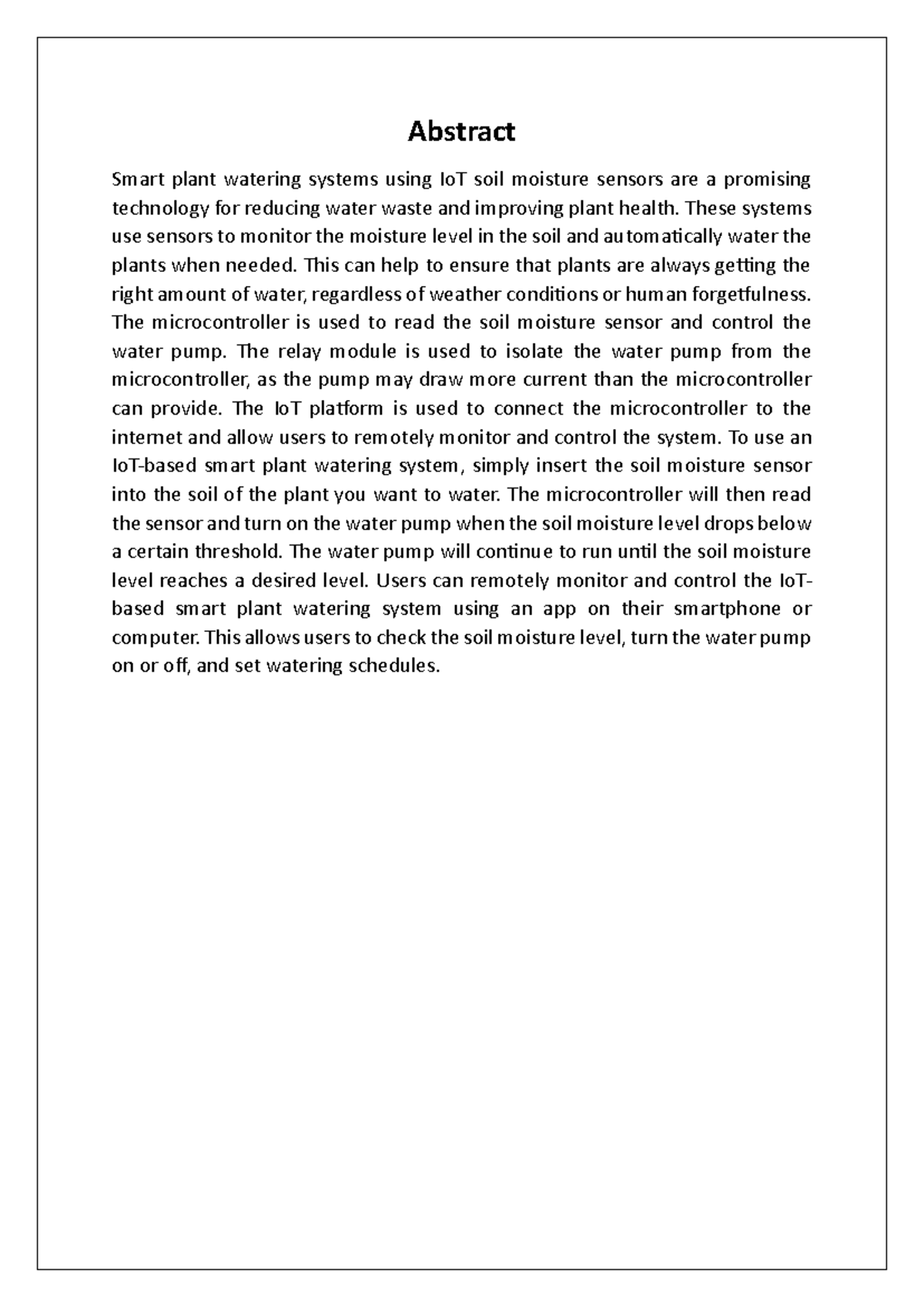Smart Irrigation Reserch Paper Content - Abstract Smart plant watering ...