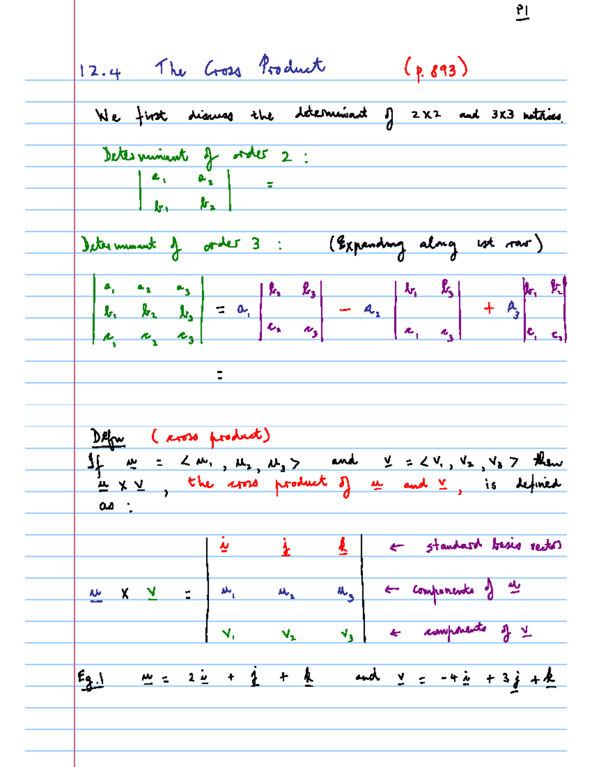 24 25 12.4 The Cross Product - PI 12 The Cross Product (p) We first ...