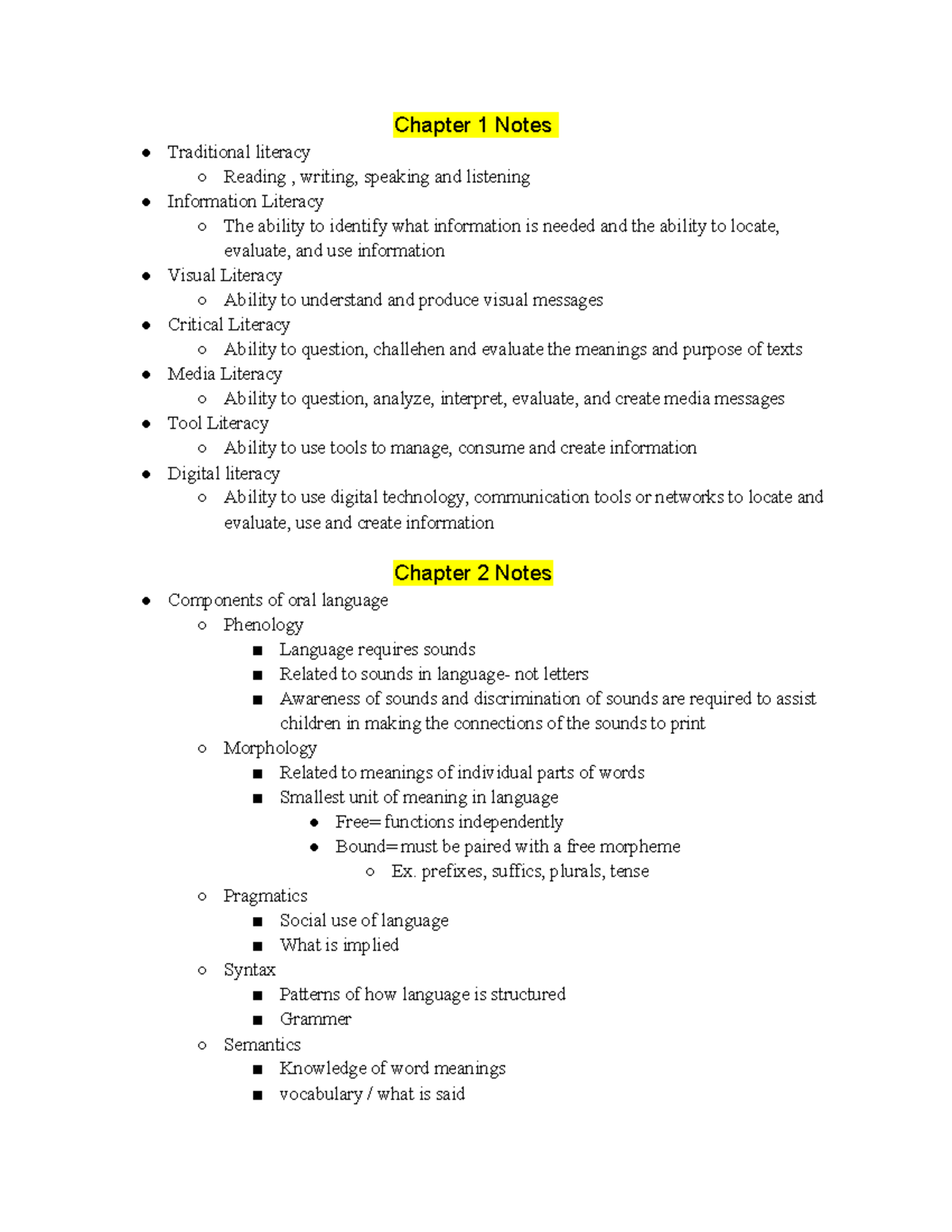 EDS 308 Chapter Readings - Chapter 1 Notes Traditional literacy Reading ...