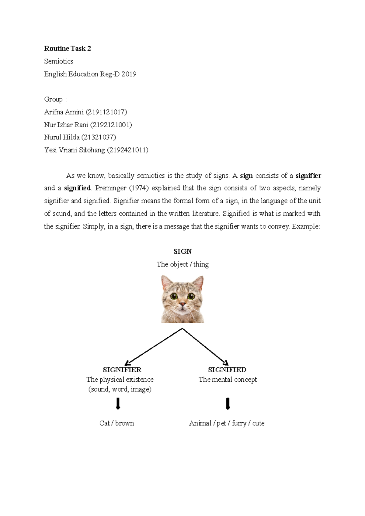 TR_Semiotika_Sign, Signifier, Signified - Routine Task 2 Semiotics ...
