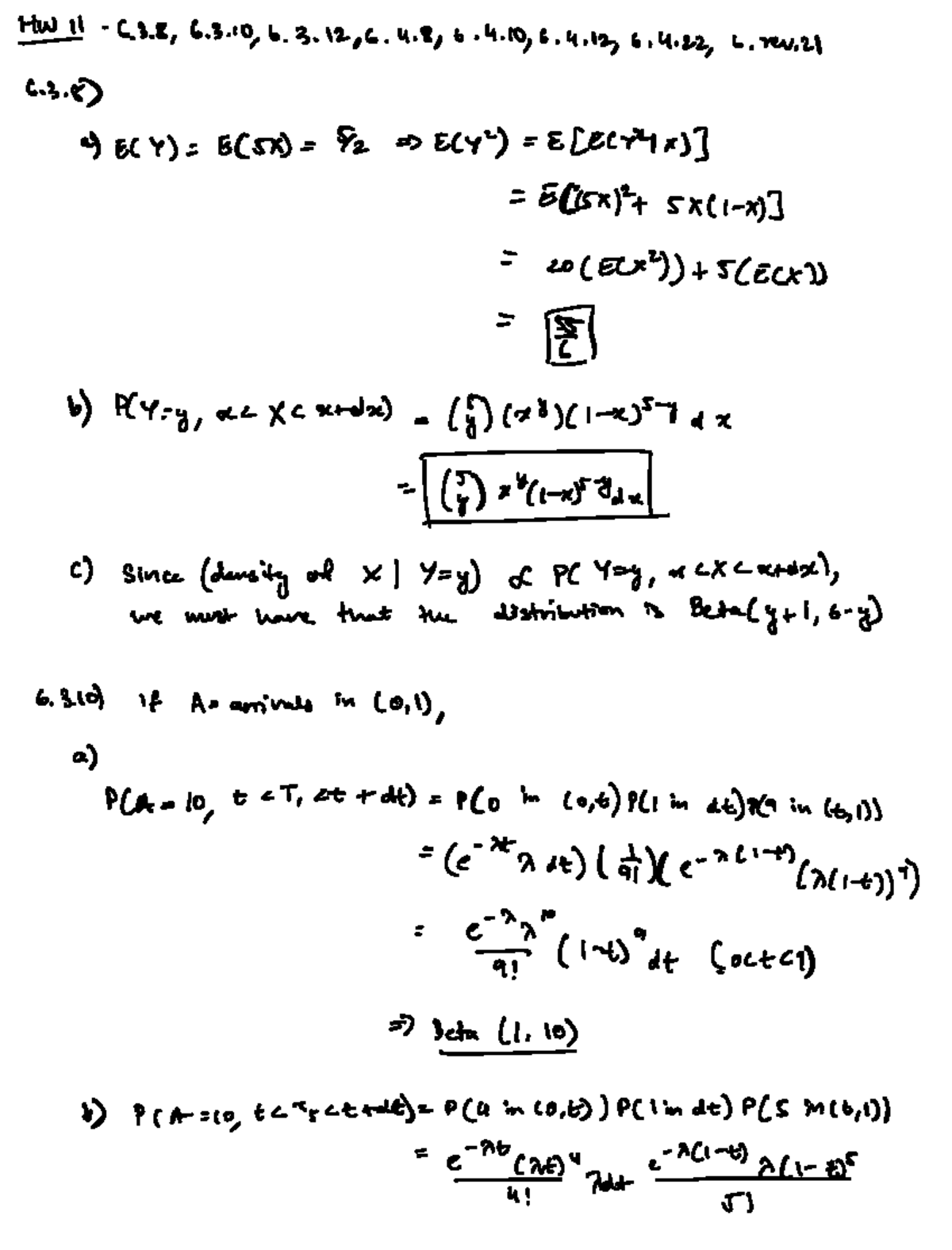 Stat 134 hw11 - Homework 11 Fall 2023 - HWI 6.3 6.3 6 3 12,6 4 6.4 6.4 6.4 6 rev 21 6 3 a EC 4 E ...