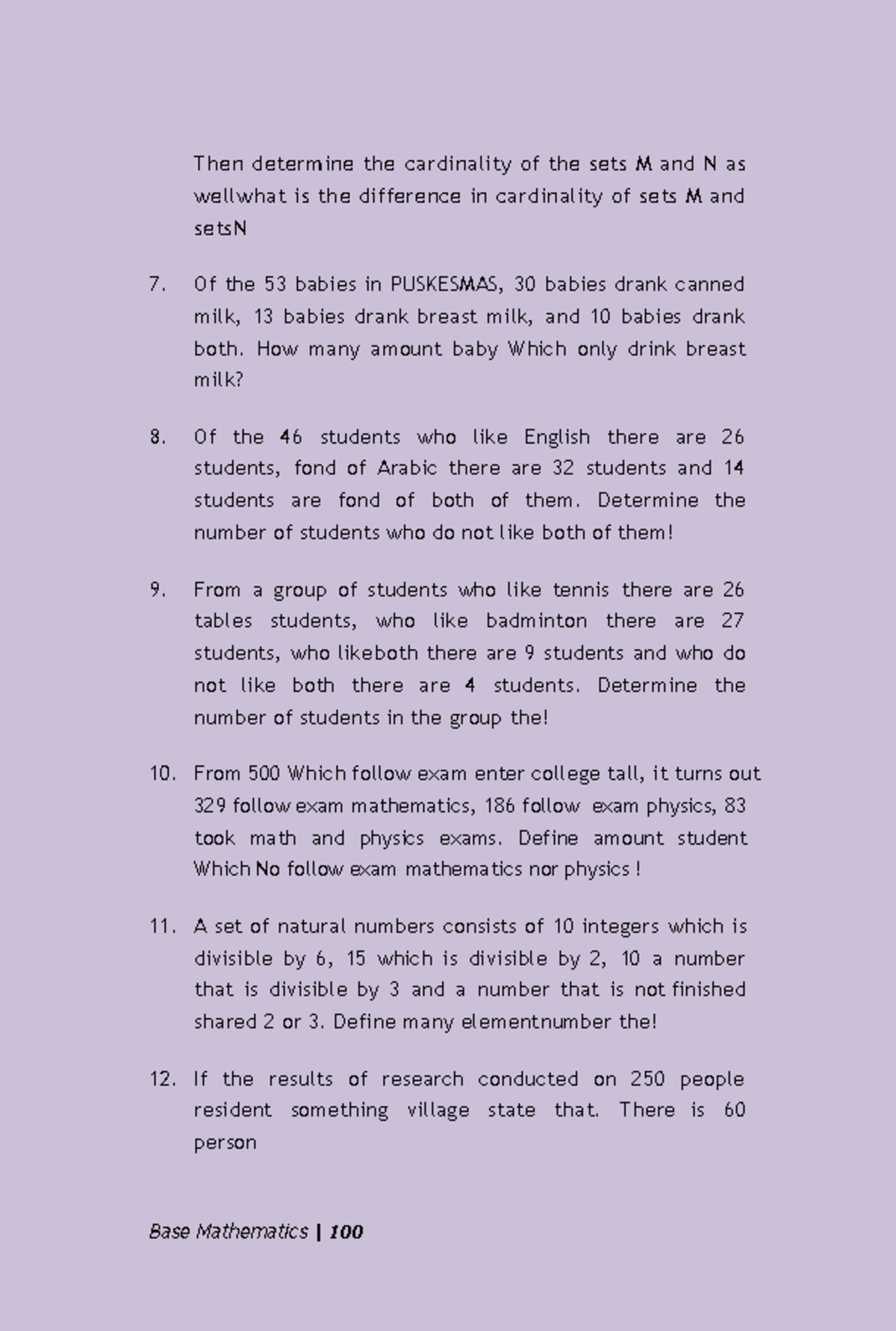 Basic foundation in mathematics-56 - Then determine the cardinality of ...