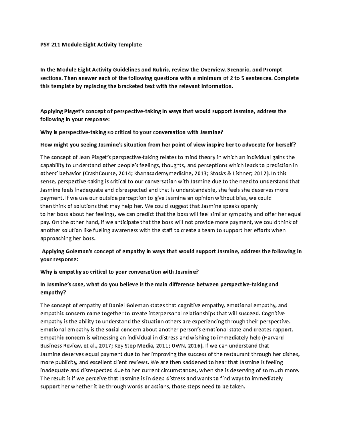8-2 Activity Journal - PSY 211 Module Eight Activity Template In the ...