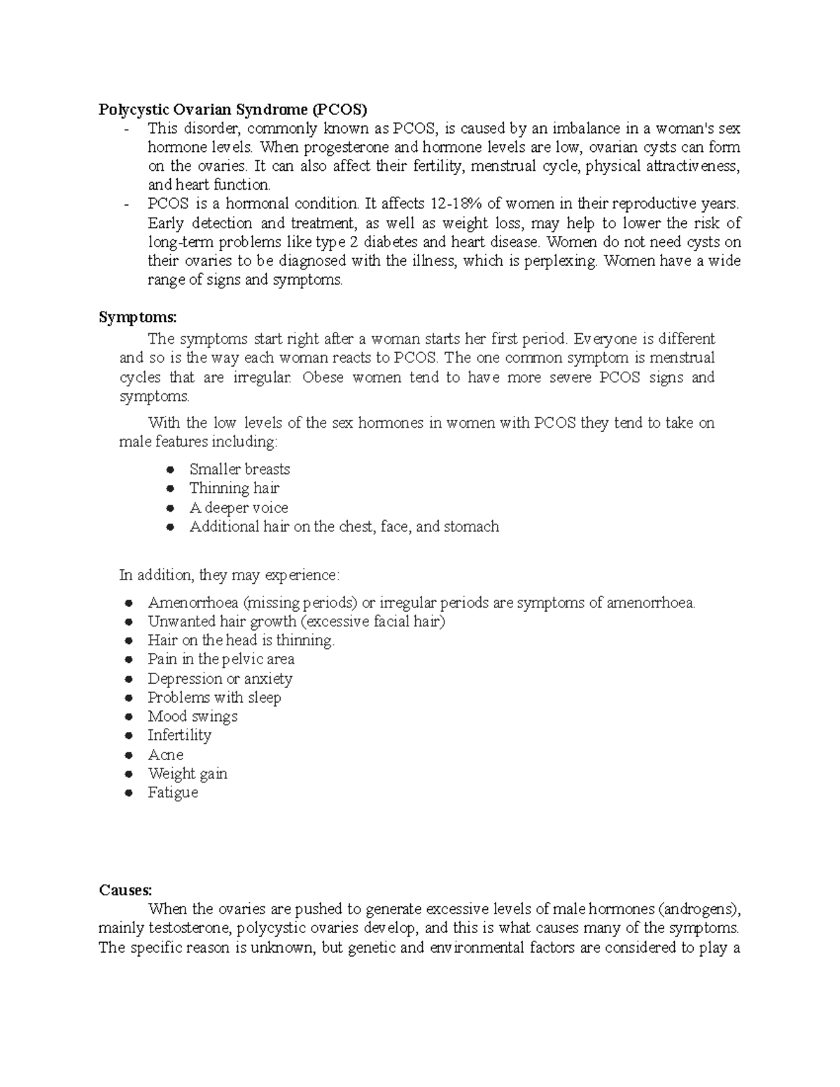 Polycystic Ovarian Syndrome - When progesterone and hormone levels are ...