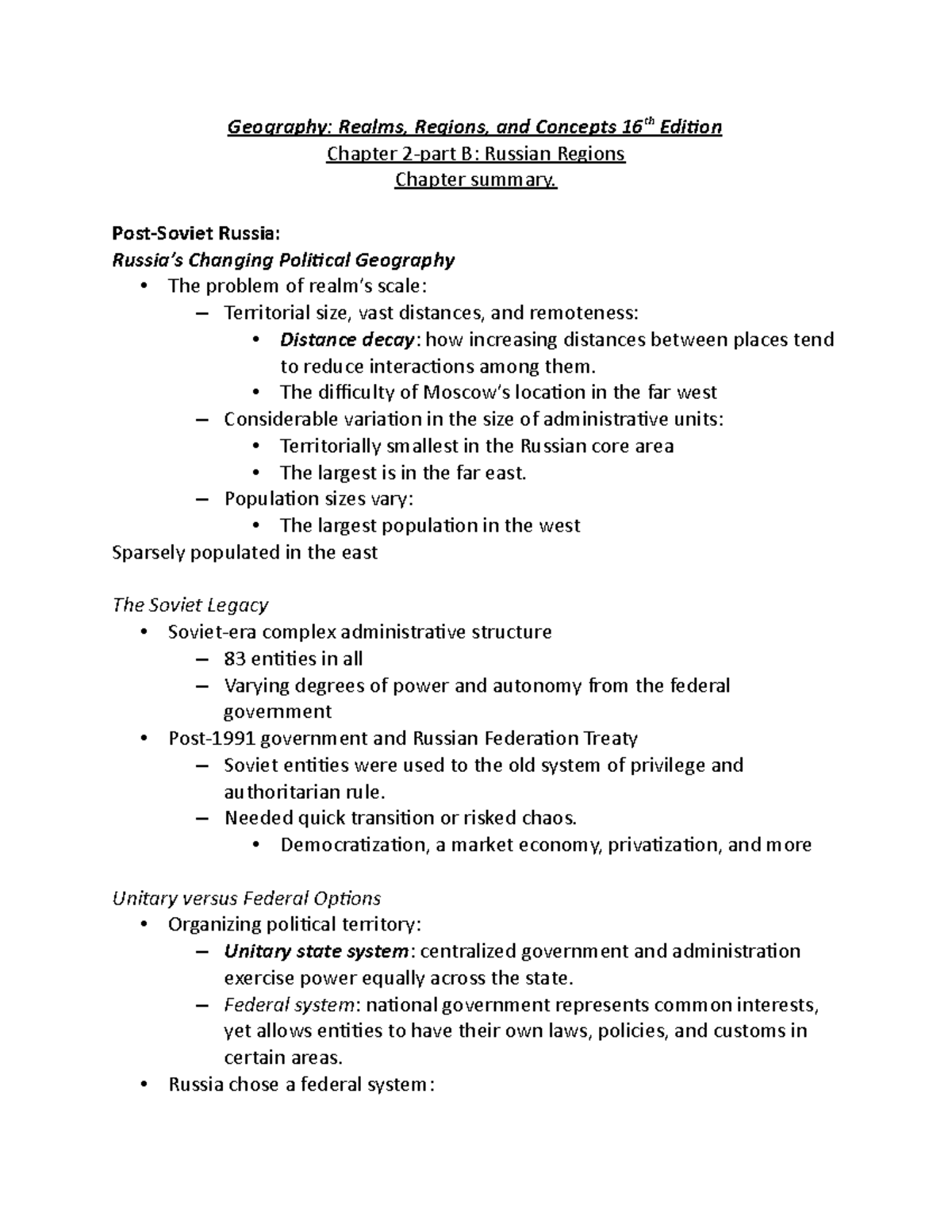 Geography: Realms Regions and Concepts 16th Edition Chapter B: Russian ...