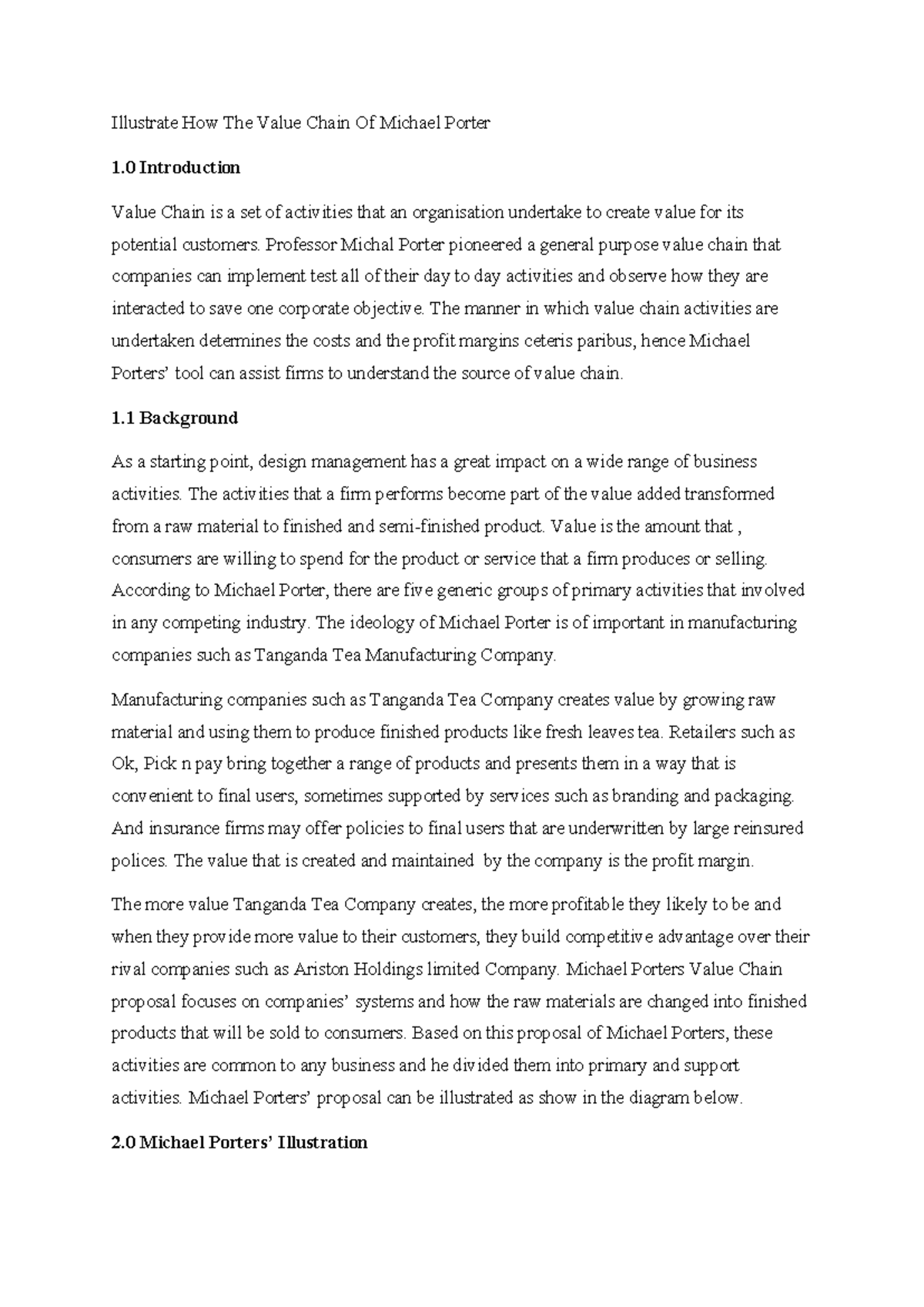 Illustrate How The Value Chain Of Michael Porters - Professor Michal ...