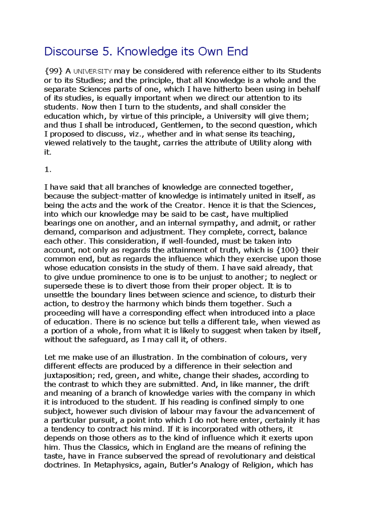 Knowledge ITS WIN END - THIS IS AN OUTSTANGING ESSAY - Discourse 5 ...