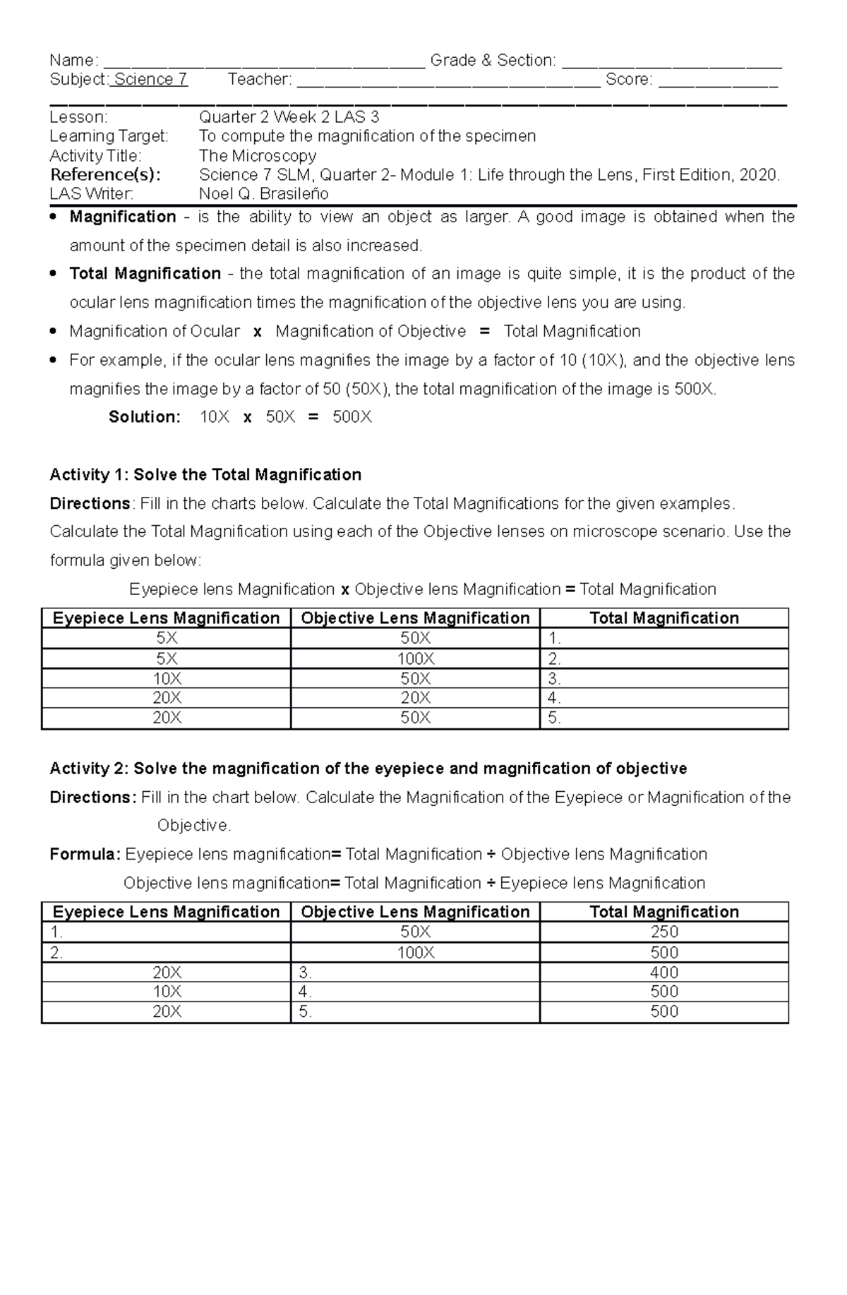 Science 7-Q2-Wee K2-LAS 3 - Name ...