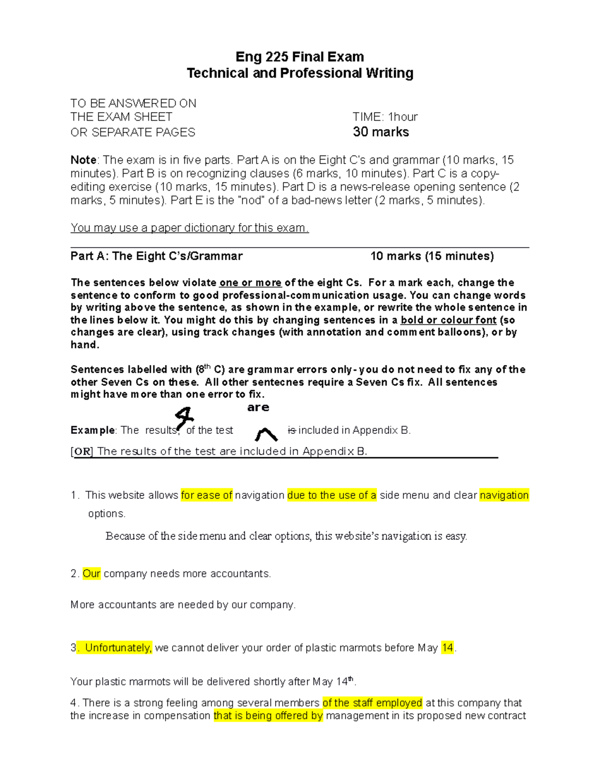 Final exam for engl 225 at univerity of vic - Eng 225 Final Exam ...