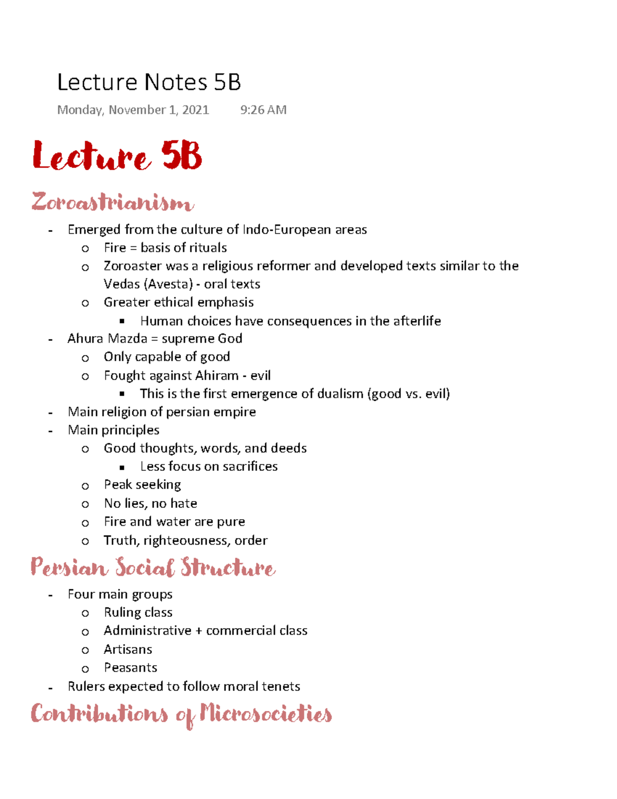 History 20 - Week 5 Lecture 2 - Lecture Notes 5B Monday, November 1 ...
