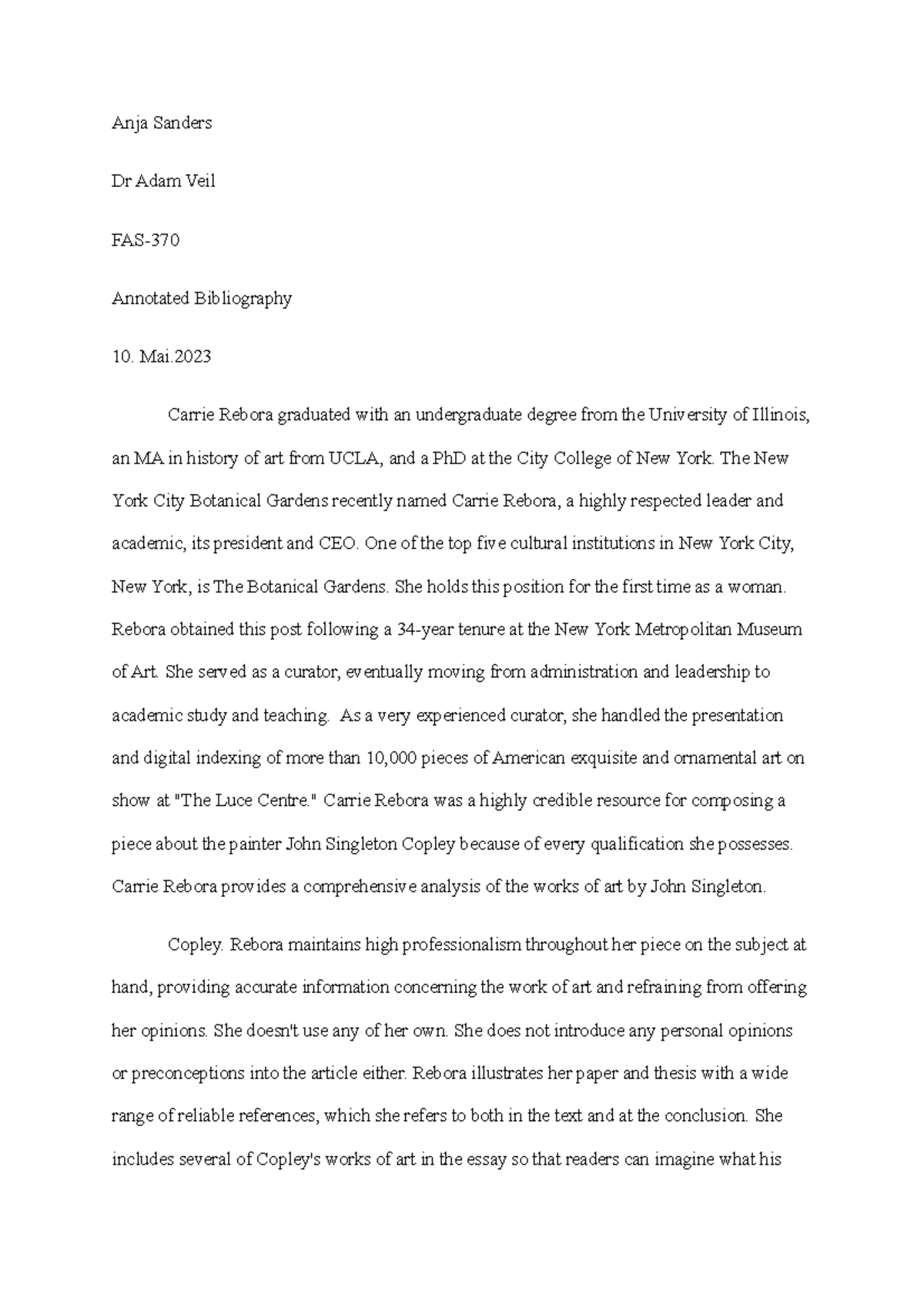 Arthistorypaper 2 - An example of Week two in American Art - Anja ...