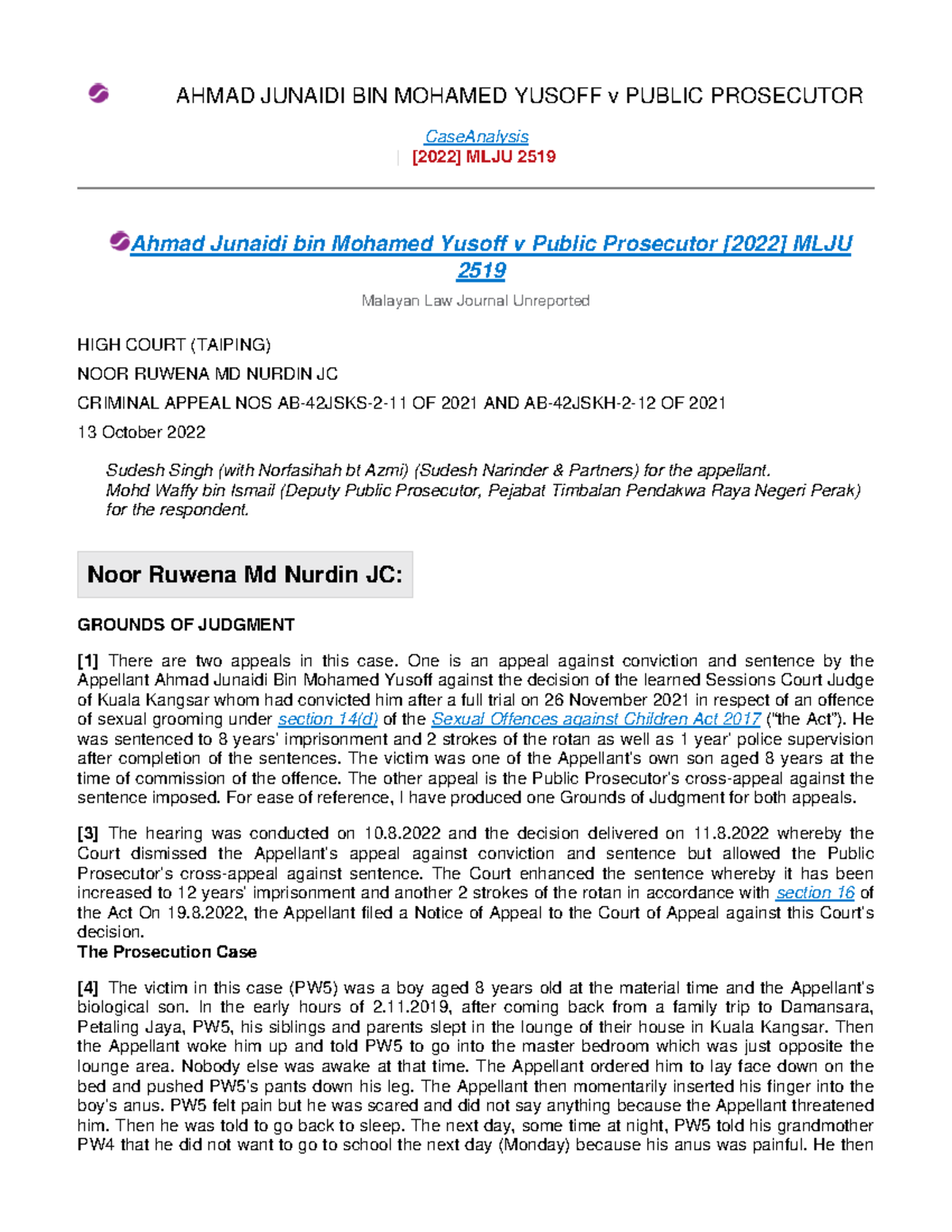 Ahmad Junaidi bin Mohamed Yusoff v Public Prosecutor [2 - Mohd Waffy bin Ismail (Deputy Public ...