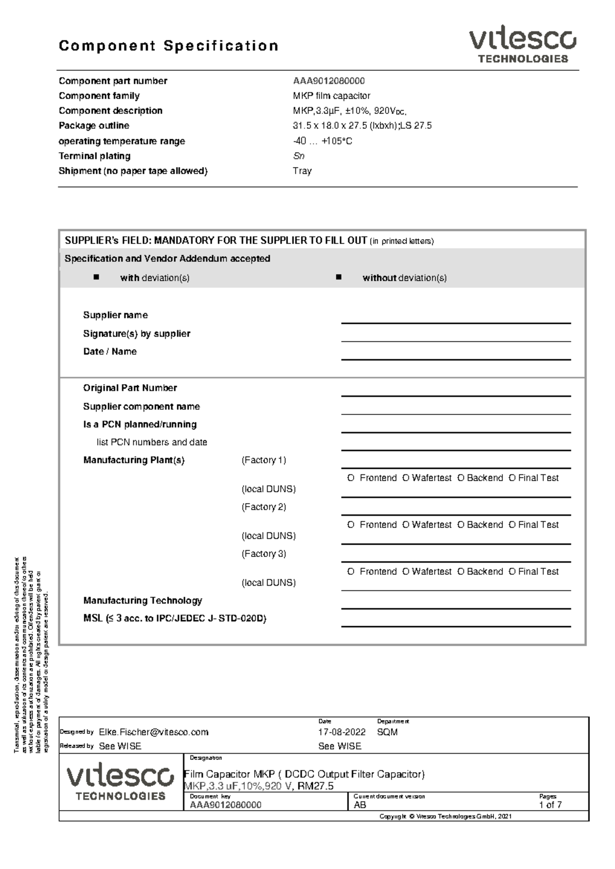 AAA9012080000 AB - test - Date Department Designed by Elke@vitesco 17 ...