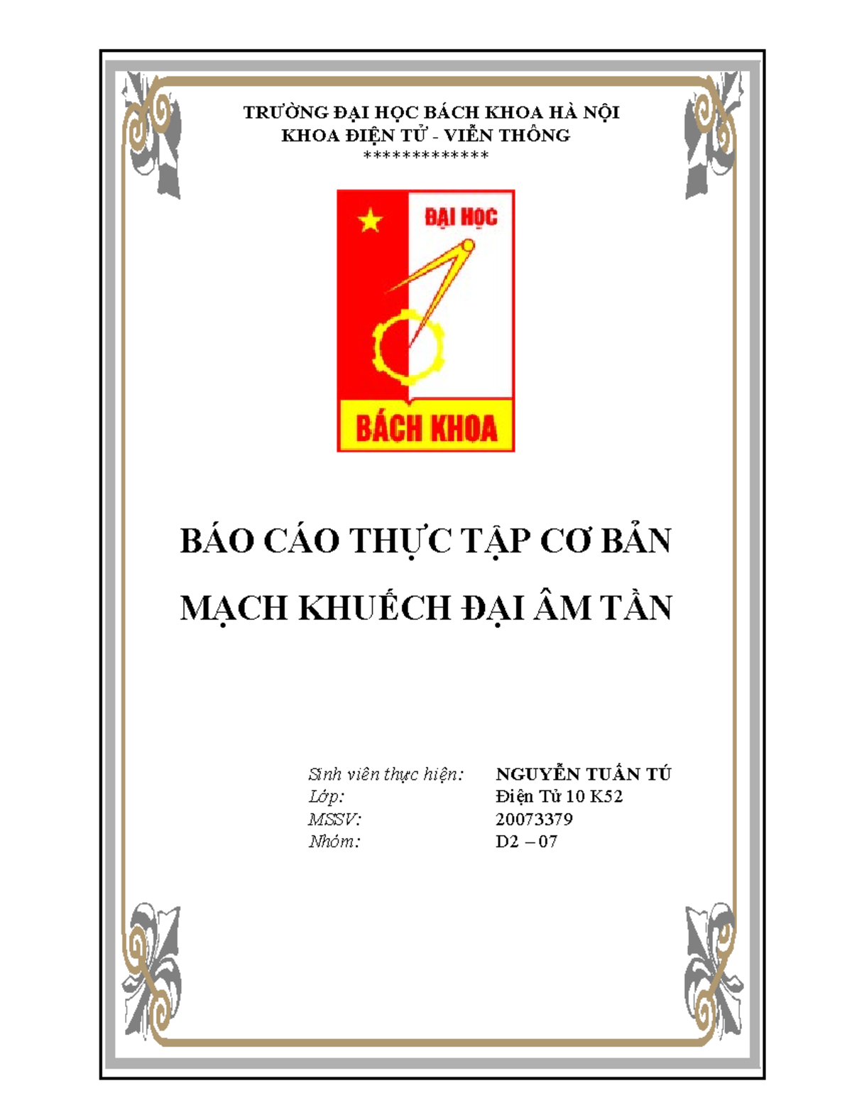 Bia - abc - Thực tập cơ bản - TRƯỜNG ĐẠI HỌC BÁCH KHOA HÀ NỘI KHOA ĐIỆN ...