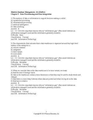 Chapter 7 - answer key - Modern Database Management, 13e (Hoffer ...
