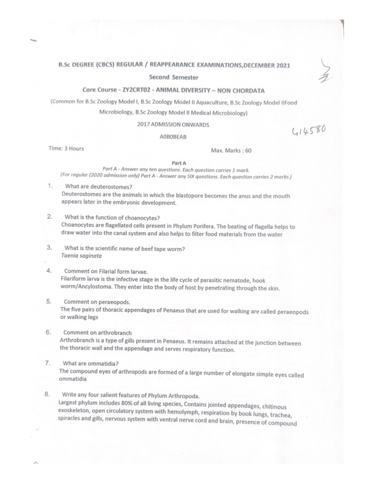 Sem 2 Zoology Scheme 2021 - B DEGREE (CBCS) REGULAR REAPPEARANCE ...