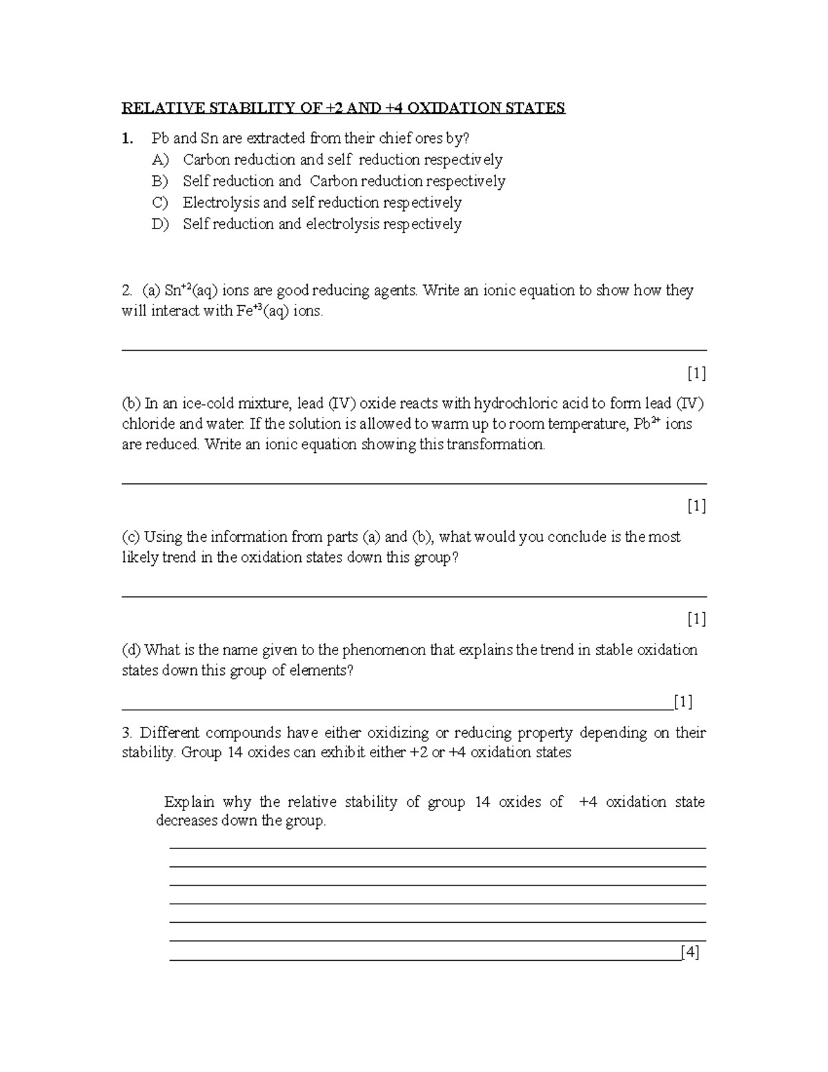 Relative Stability and extraction extra work - RELATIVE STABILITY OF +2 ...