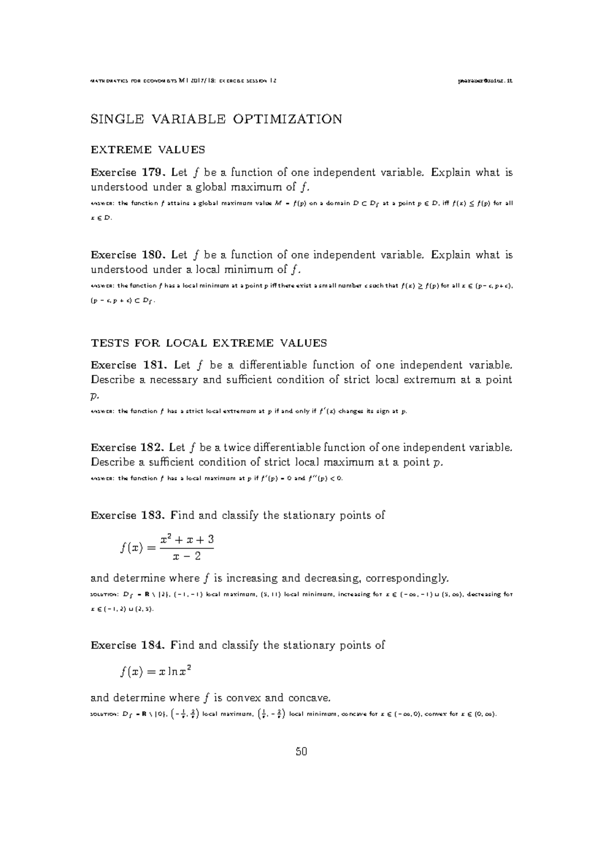 Exe M1-12 - Exercises module 1 mathematics - mathematics for economists ...