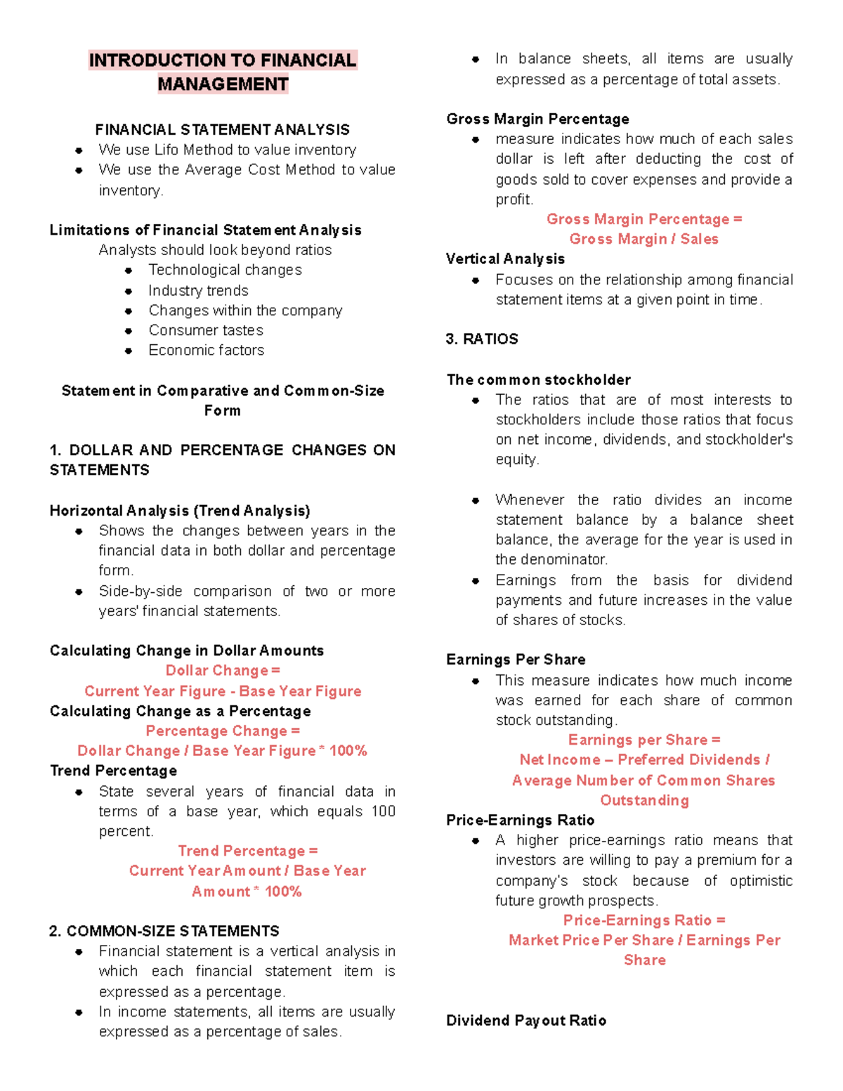 Reviewer IN Financial Management - INTRODUCTION TO FINANCIAL MANAGEMENT ...