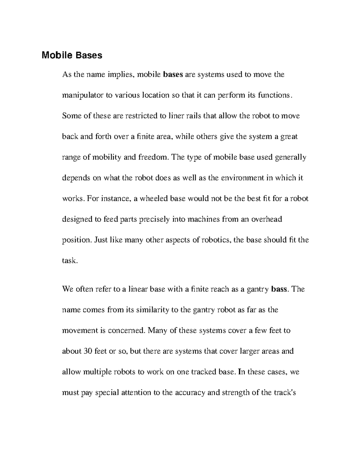 Mobile Bases - Lecture notes 6 - Mobile Bases As the name implies ...